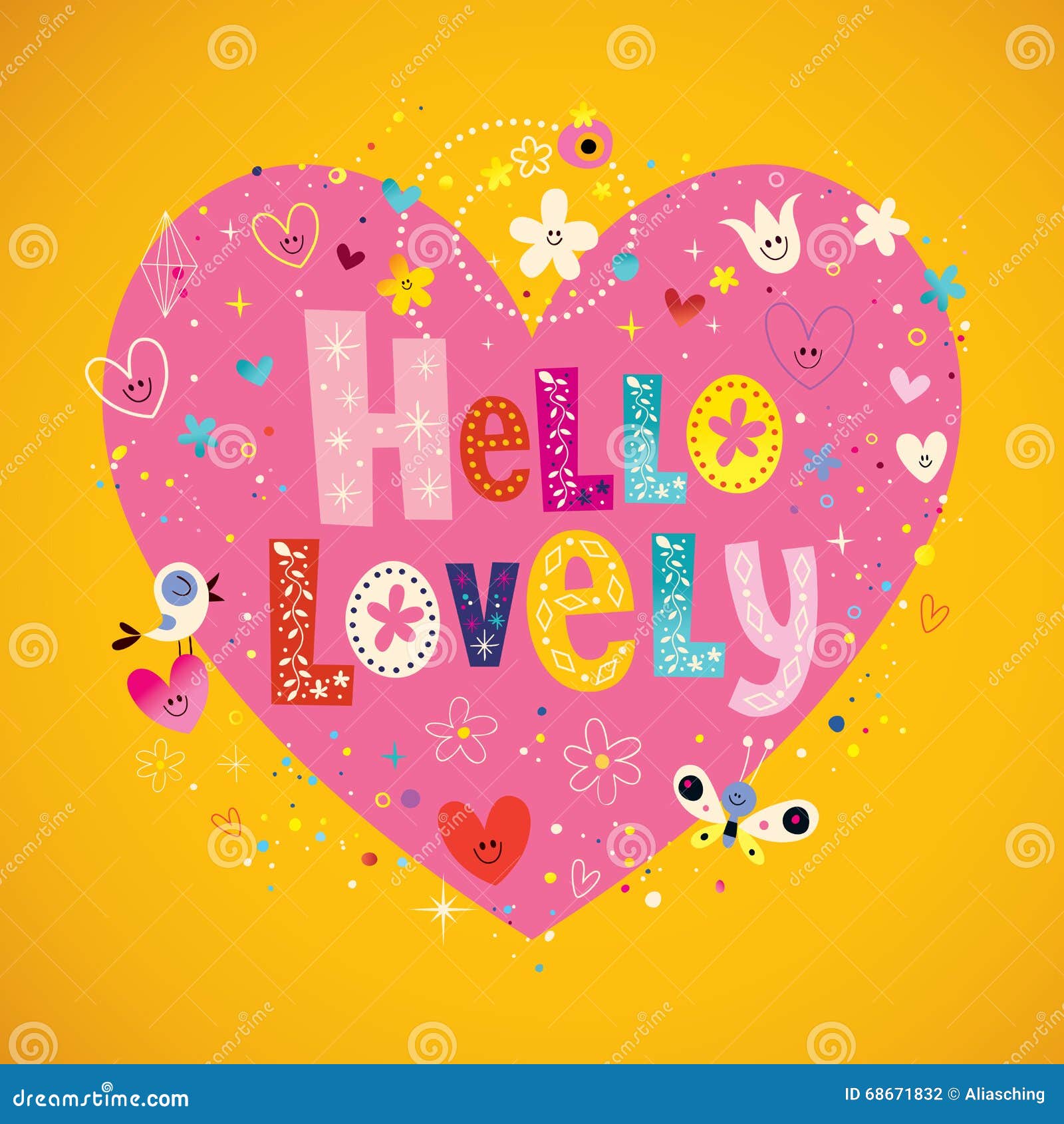 Hello lovely stock vector. Illustration of characters - 68671832