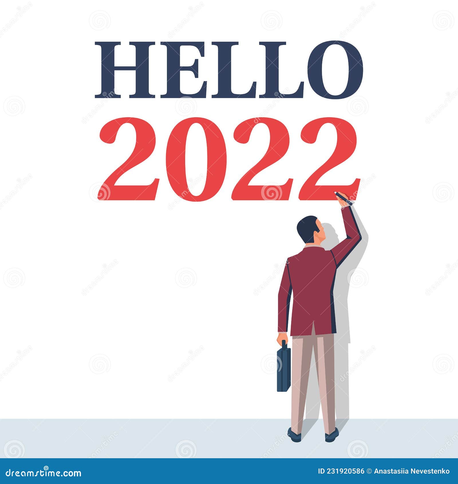 Hello 2022 Neon Sign On A Brick Wall Background. Cartoon Vector ...