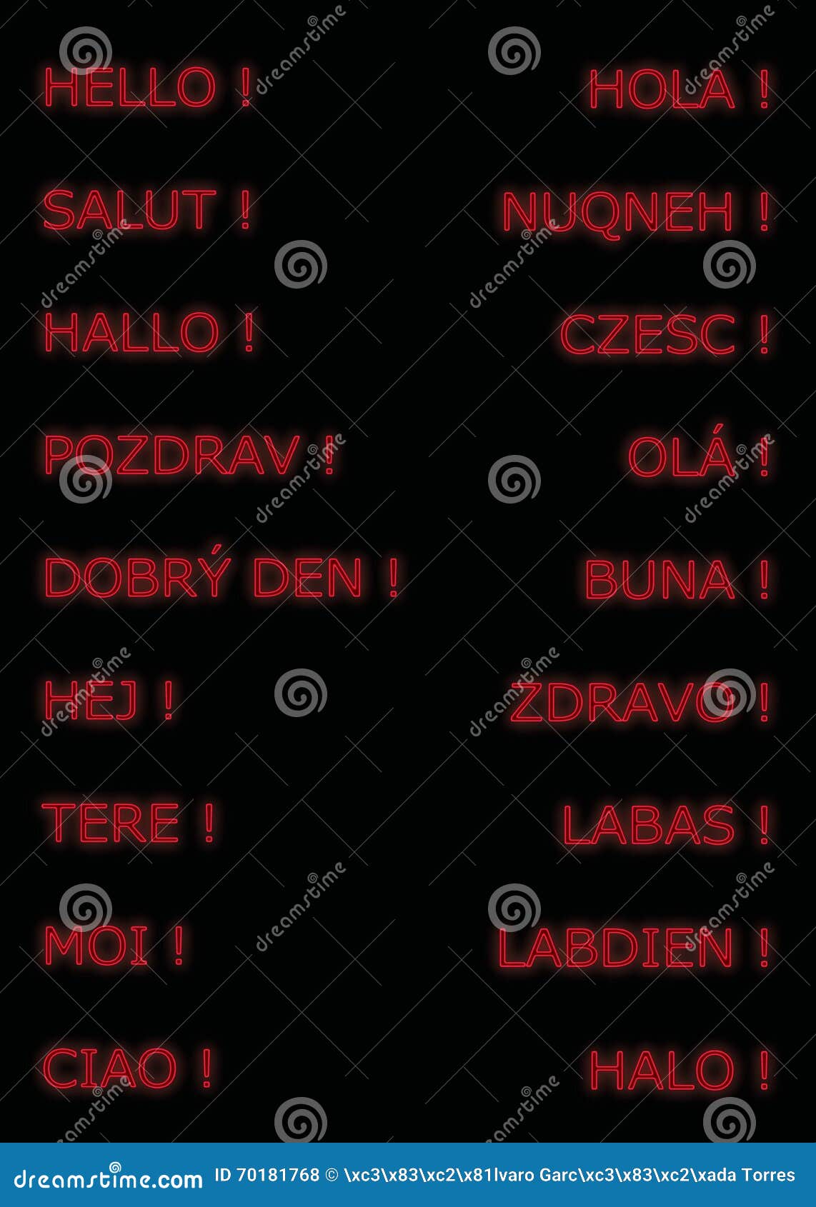 Hello in Many Languages, in Red Color Stock Photo - Image of sign ...