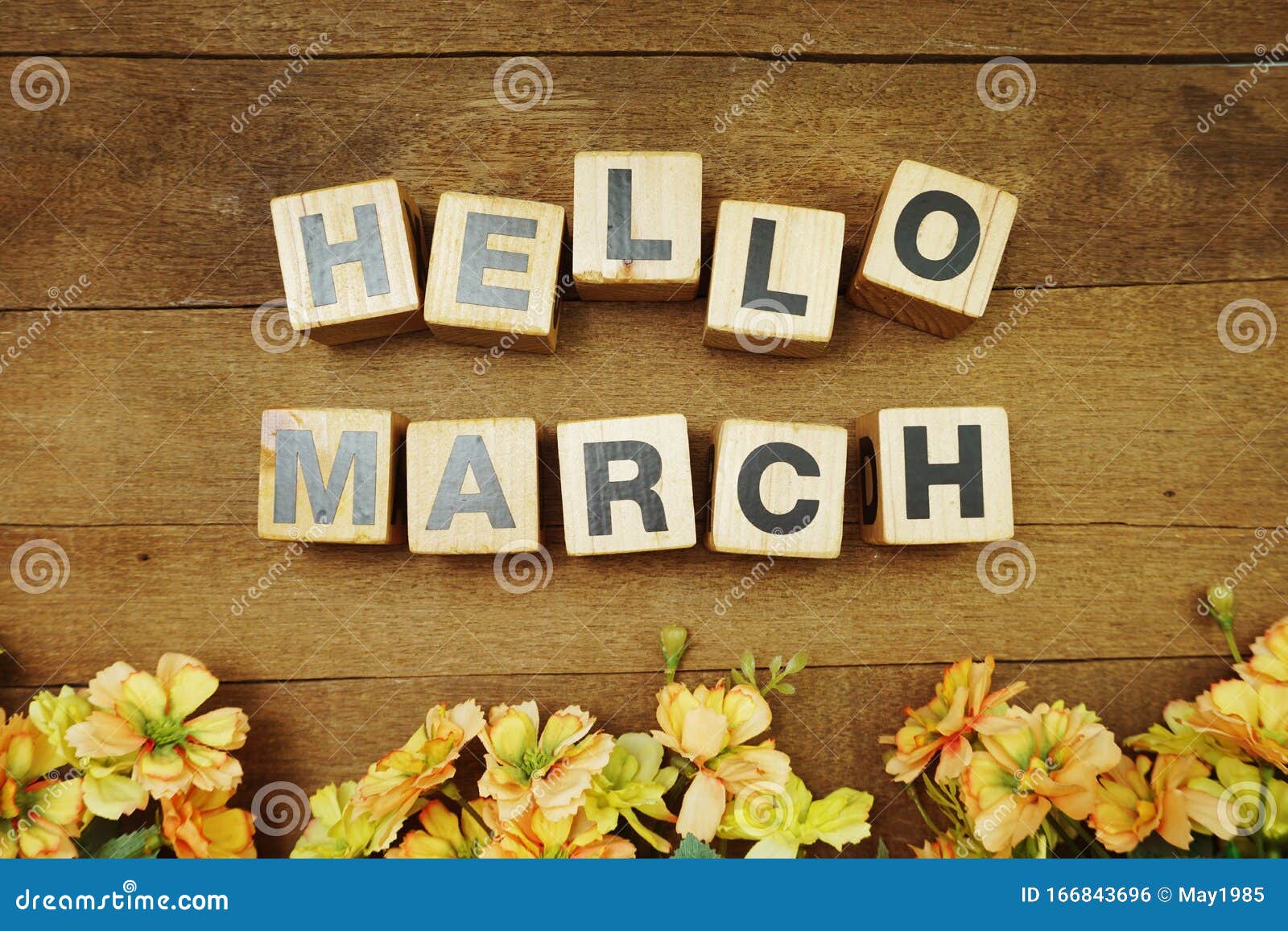 Hello March Alphabet Letters on Wooden Background Stock Photo - Image ...