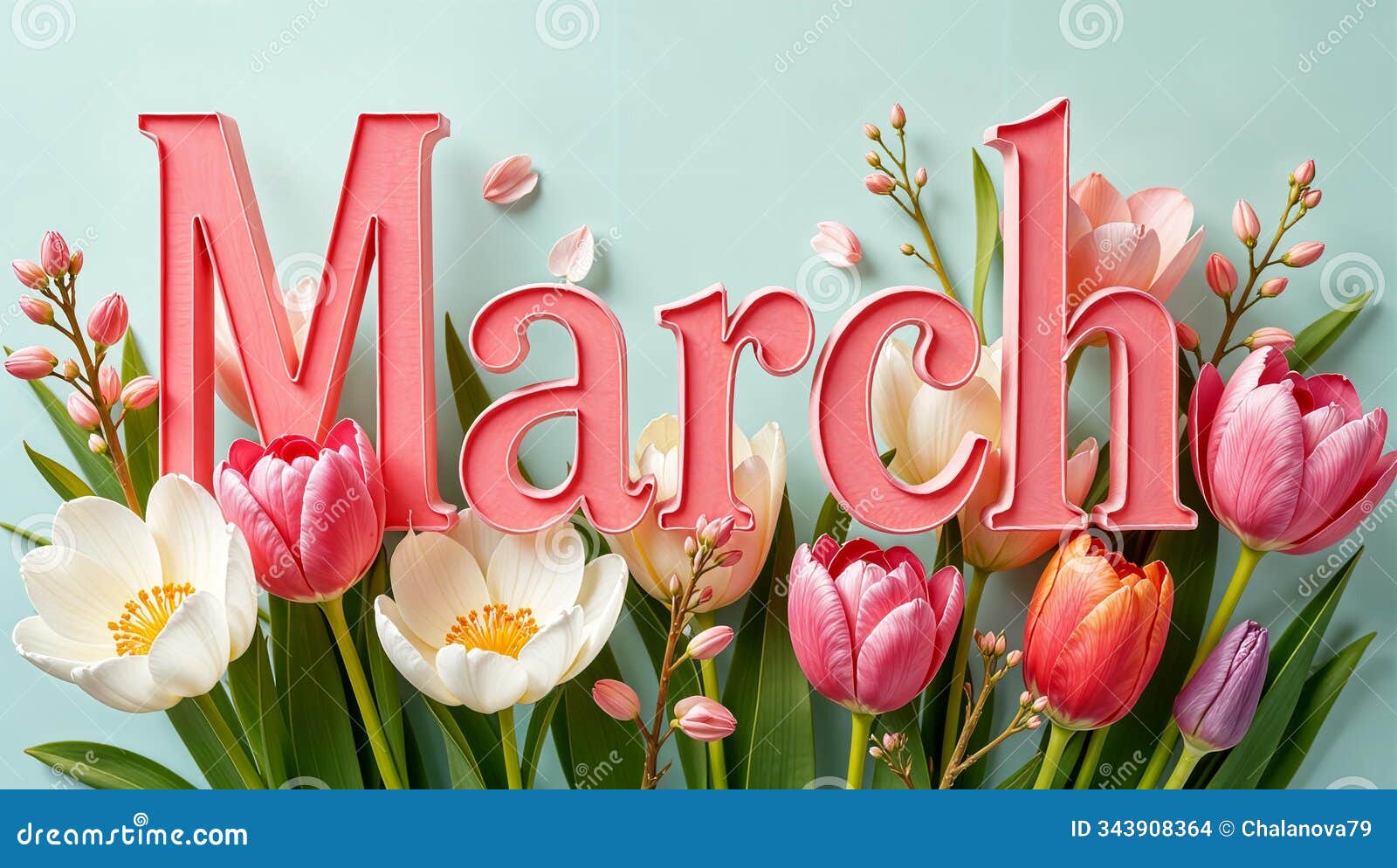 Hello March. Banner for Spring Season Stock Illustration - Illustration ...
