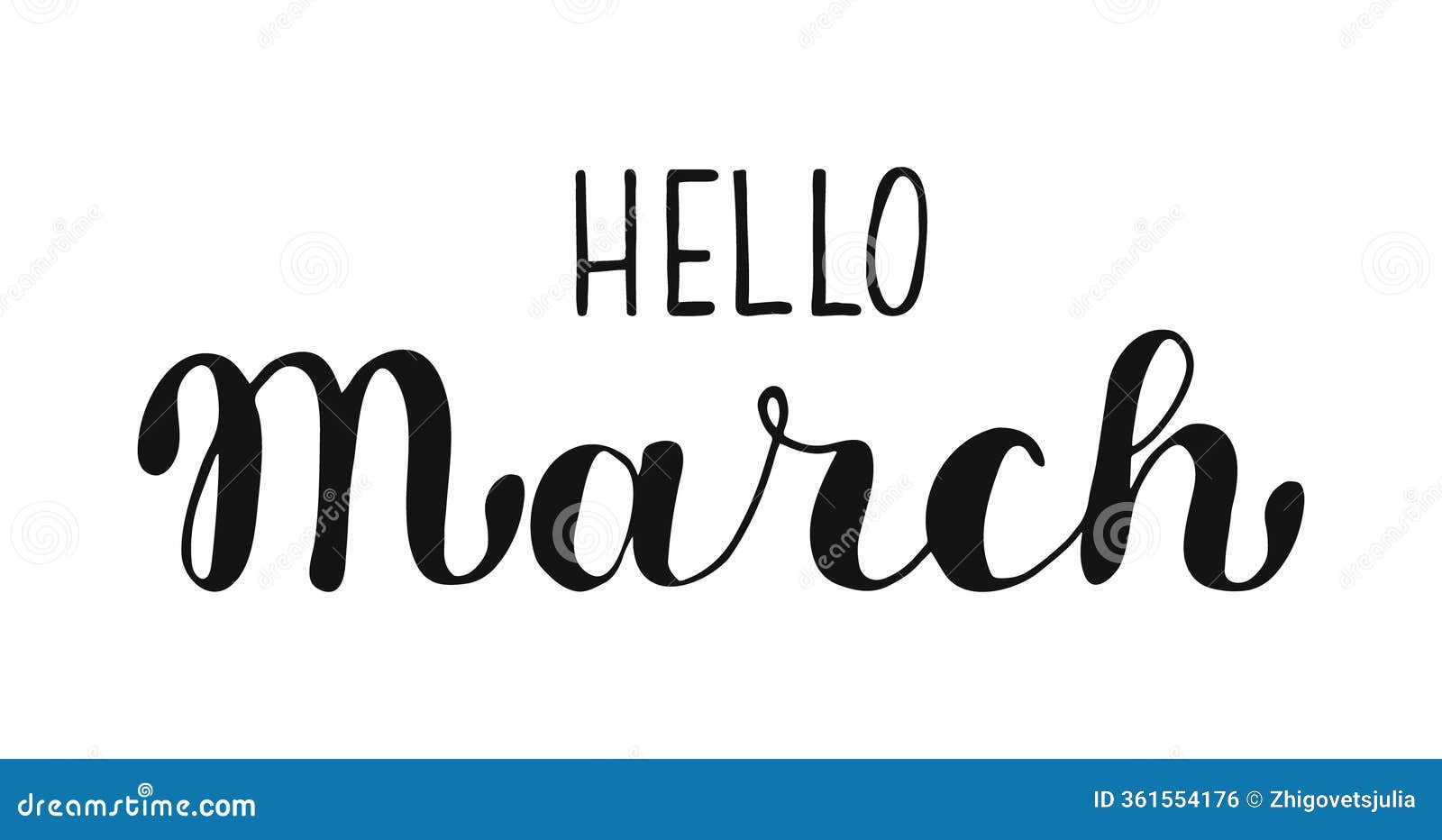 Hello March Calligraphy Lettering. Vector Hand Drawn Typography for ...