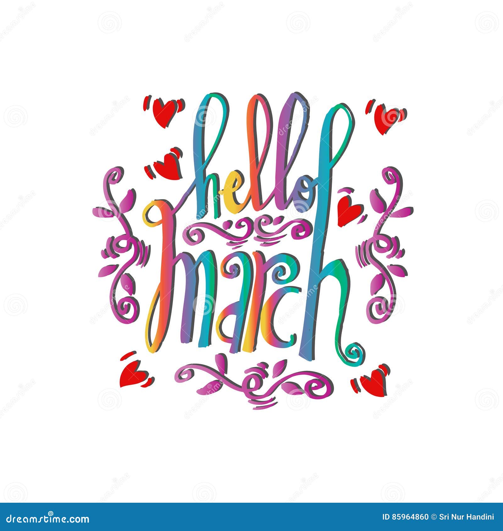 Hello March Card stock illustration. Illustration of bright - 85964860