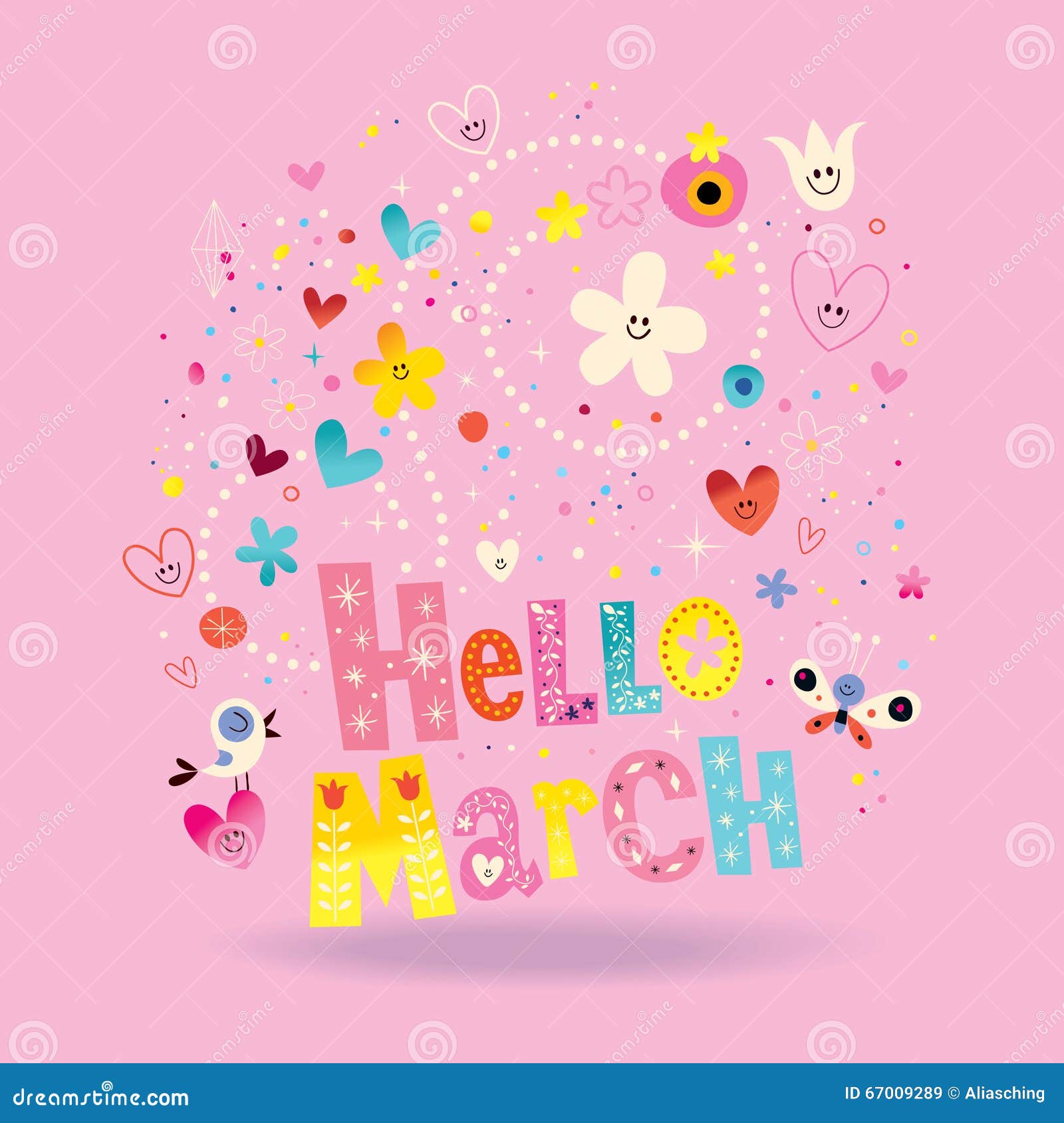 Hello March stock vector. Illustration of ornate, decorative - 67009289