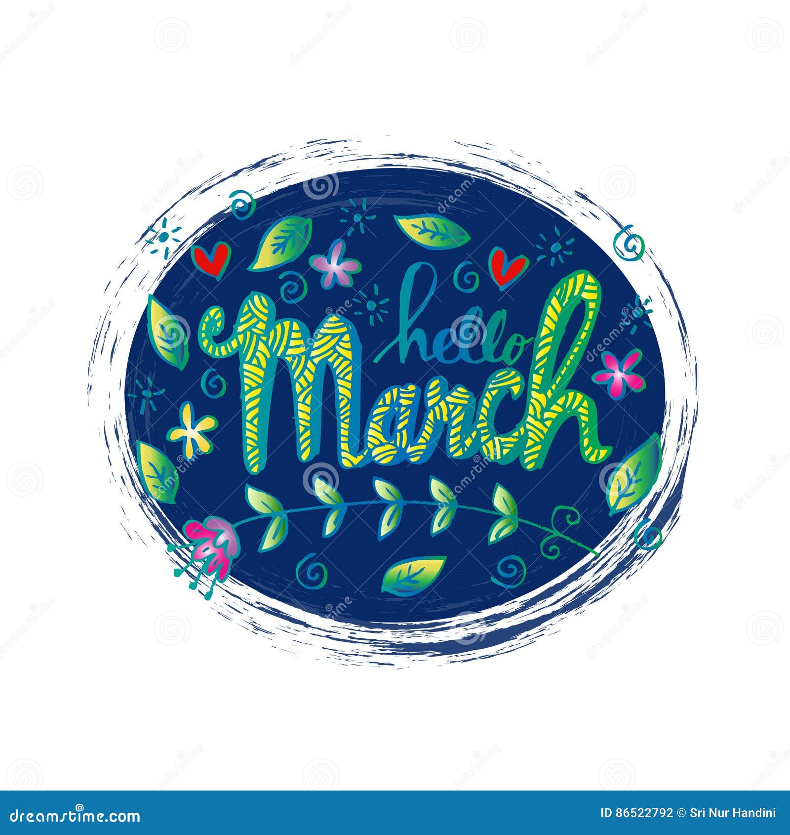 Hello March greeting card stock illustration. Illustration of botany ...