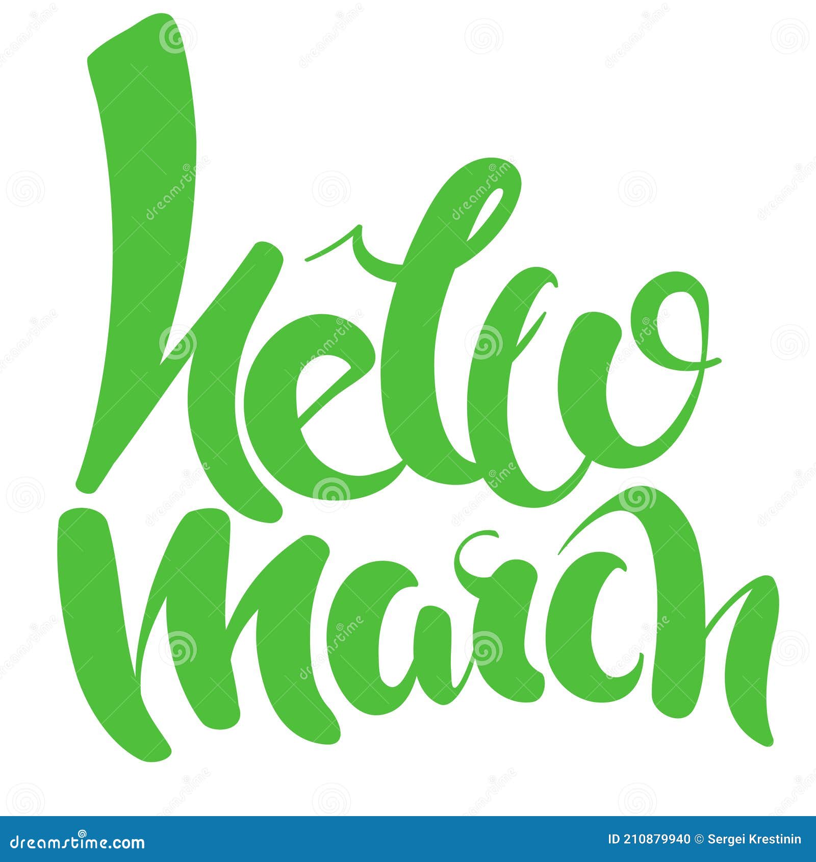 Hello March Hand Drawn Calligraphy Stock Vector - Illustration of ...