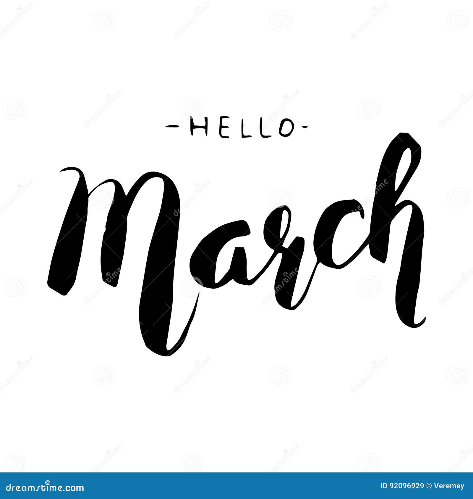 Hello March. Handwritten Lettering Stock Vector - Illustration of ...