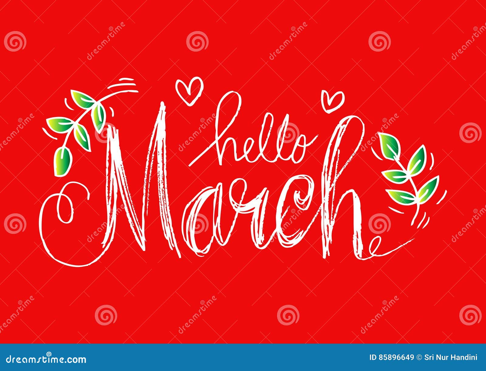Hello March lettering stock illustration. Illustration of flower - 85896649
