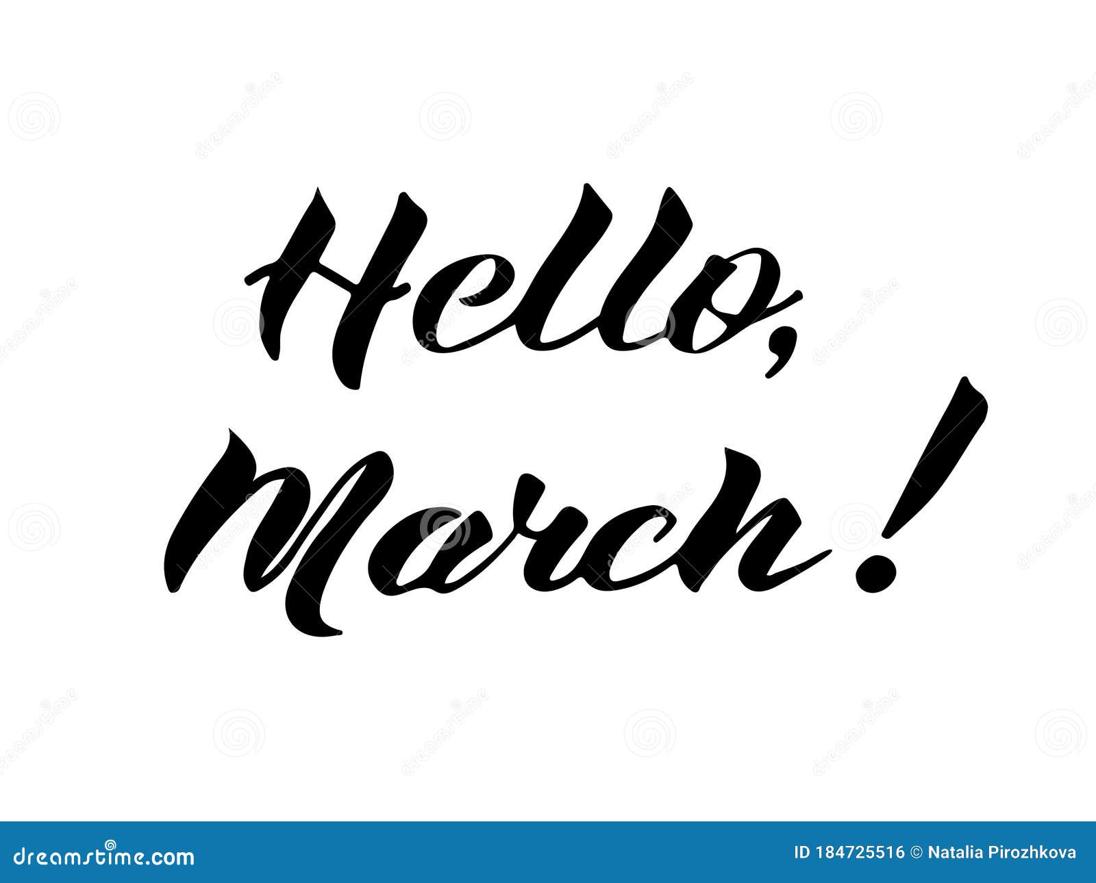 Hello March lettering stock vector. Illustration of card - 184725516