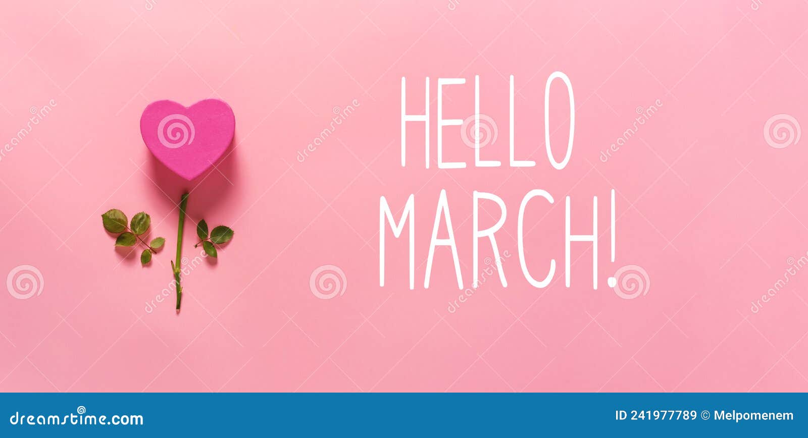 Hello March - Text On Display Lightbox On Purple Background With Pink ...