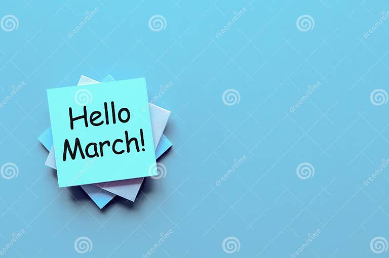 Hello March - Message at Workplace with Empty Space for Text, Mockup or ...