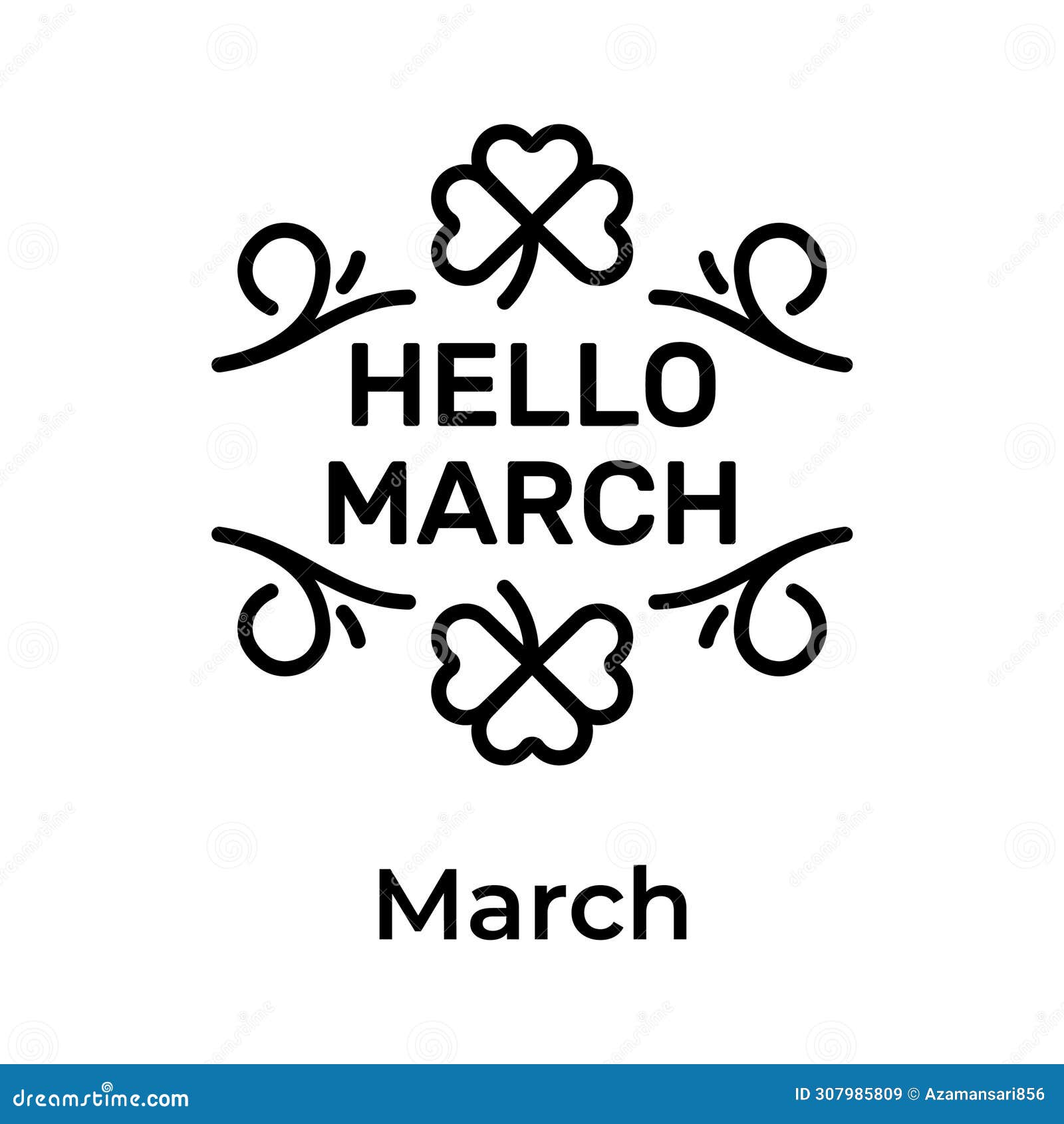 Hello March Month Icon with Leaves, Ready To Use Vector Stock Vector ...