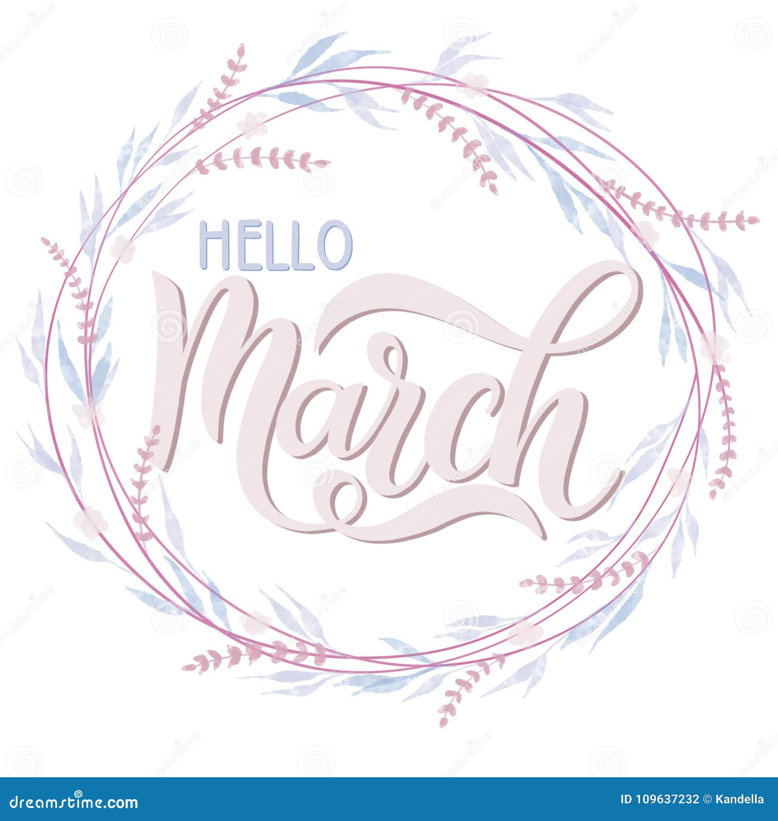 Hello March Spring Lettering. Elements for Invitations, Posters ...