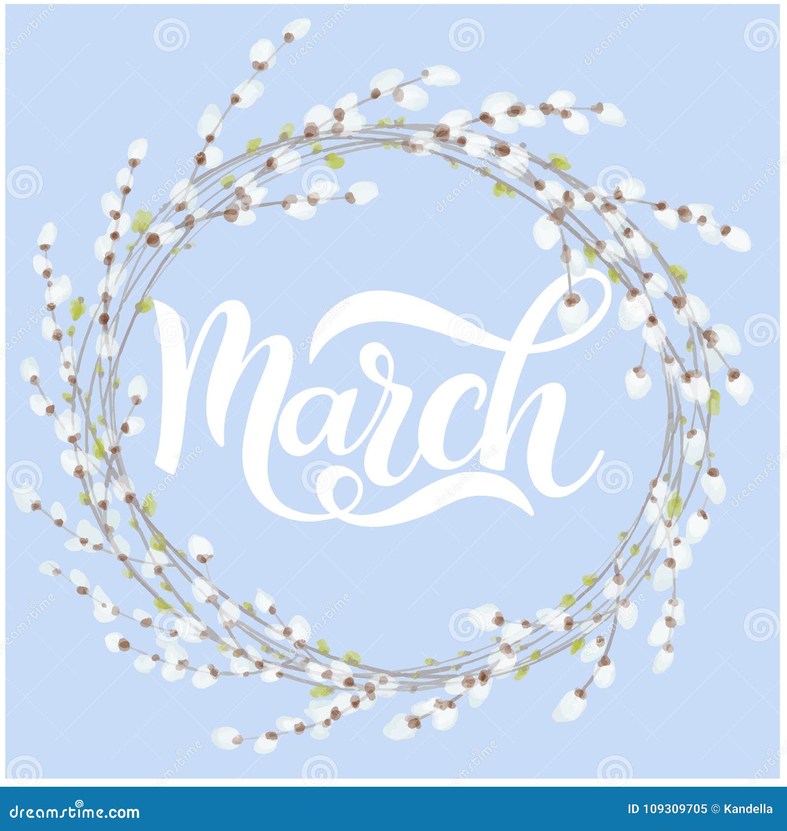 Hello March Spring Lettering Stock Vector - Illustration of card ...