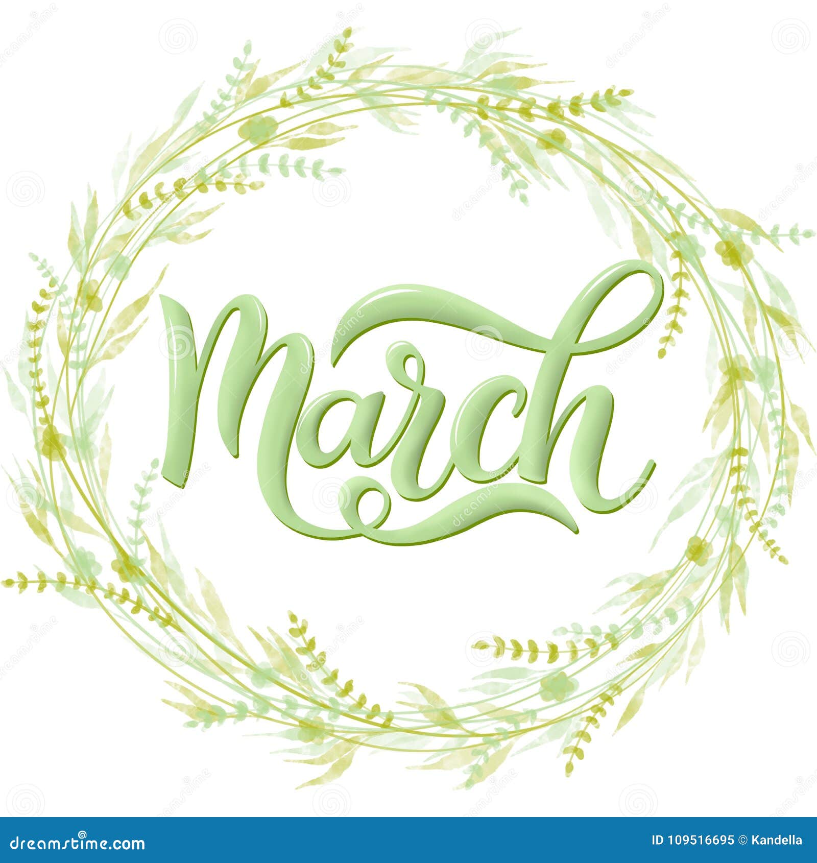 Hello March Spring Lettering Stock Illustration - Illustration of pink ...