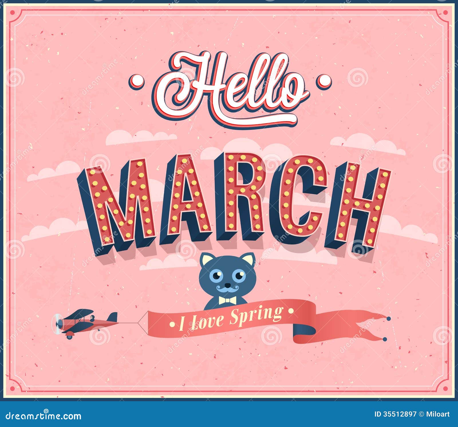 Hello March Typographic Design. Stock Vector - Illustration of ...