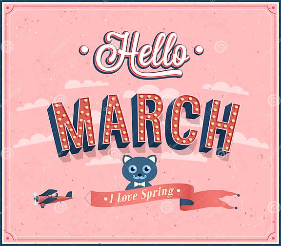 Hello March Typographic Design. Stock Vector - Illustration of ...
