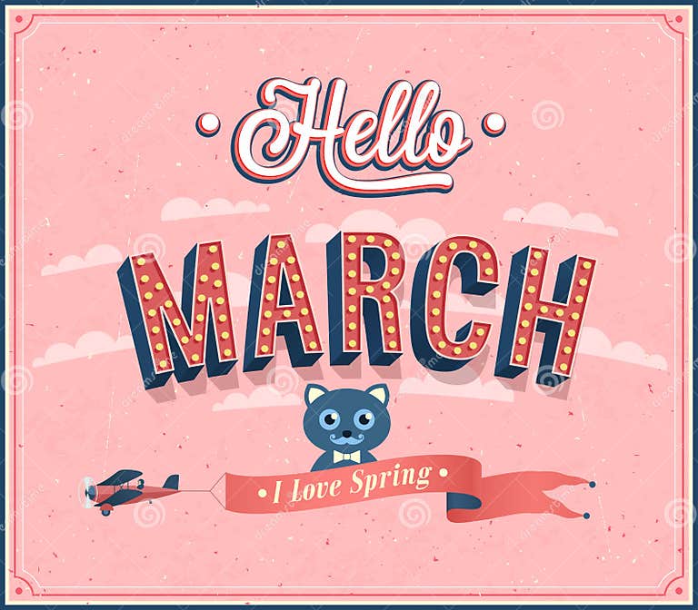 Hello March Typographic Design. Stock Vector - Illustration of ...