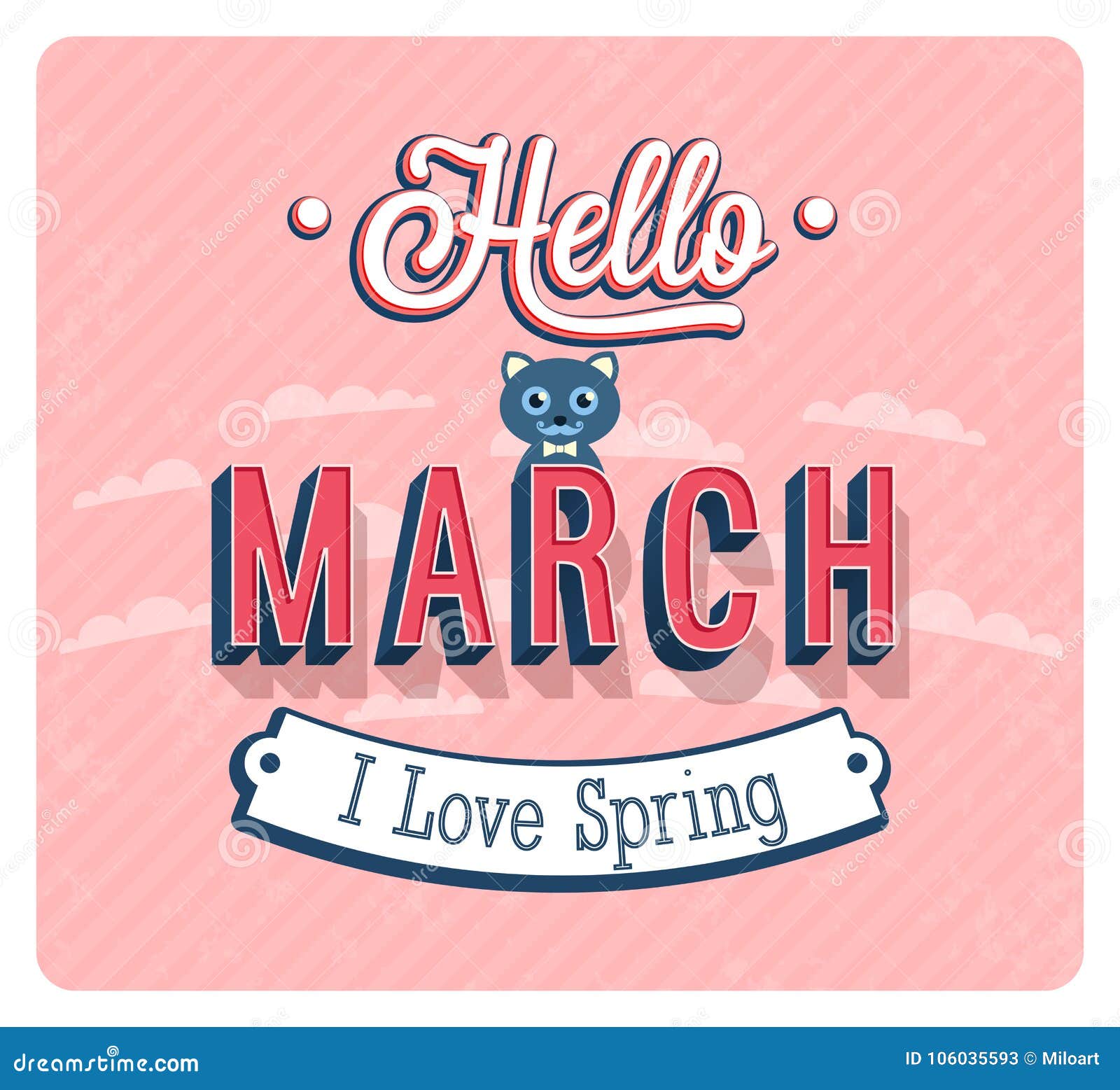 Hello March Typographic Design. Stock Vector - Illustration of element ...