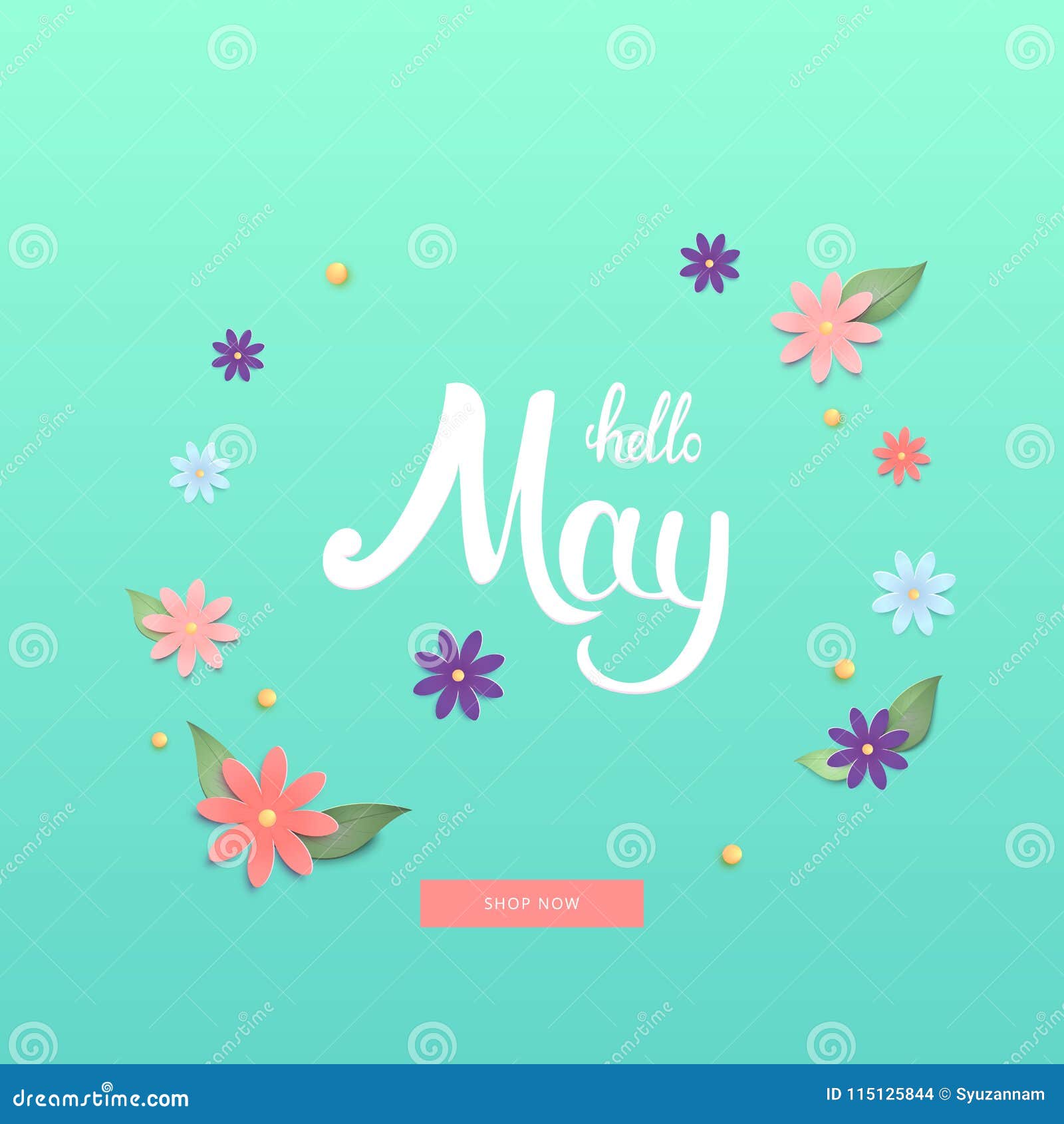 Hello May Card. Vector Illustration. Stock Vector - Illustration of ...