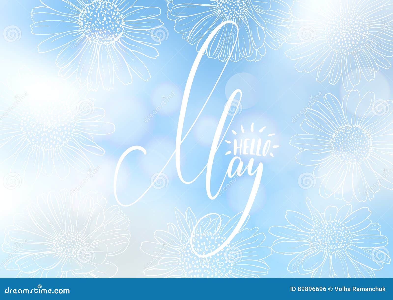 Hello May Hand Drawn Lettering Design Isolated on a Blurred Background ...