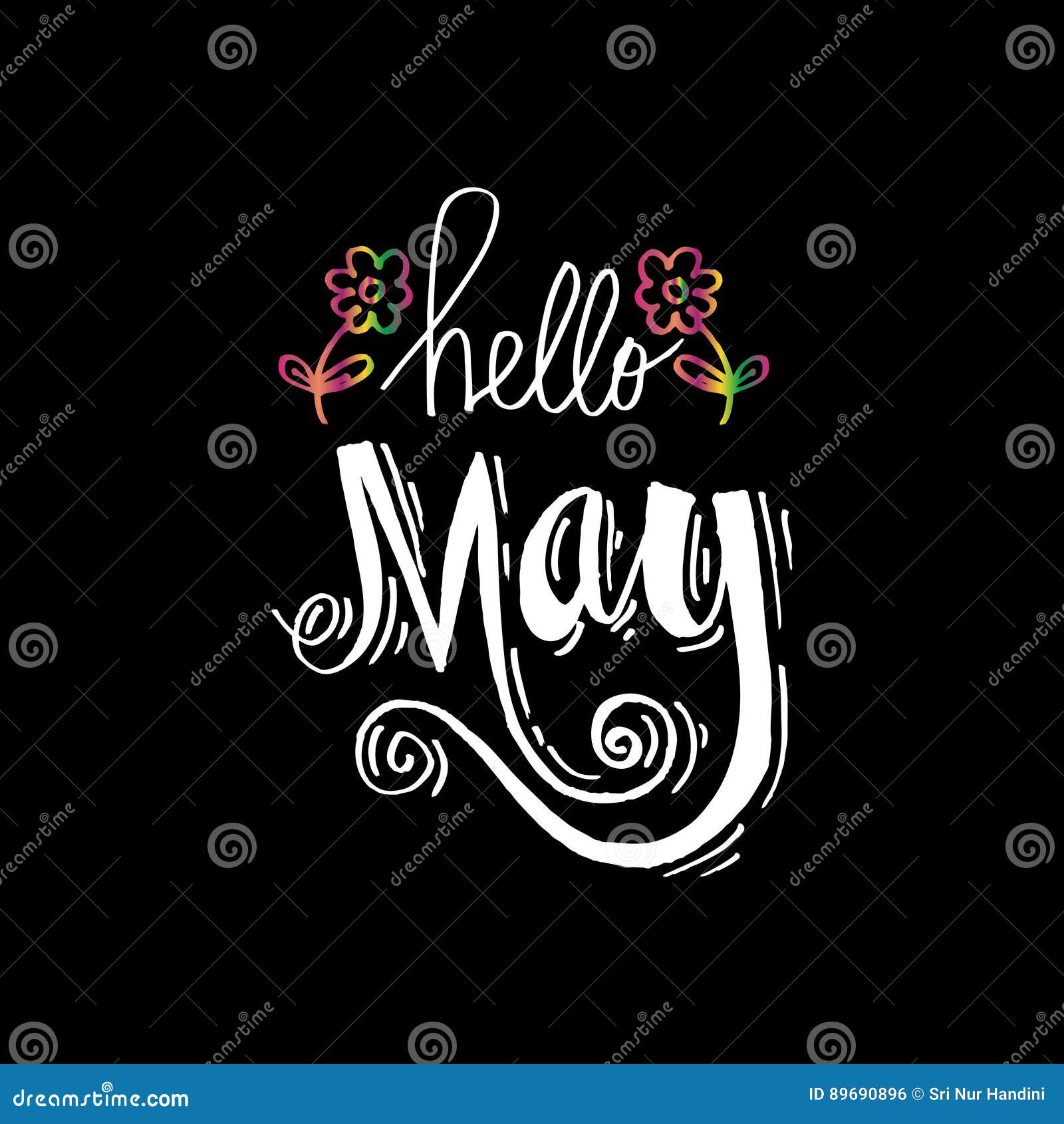 Hello May stock illustration. Illustration of black, poster - 89690896