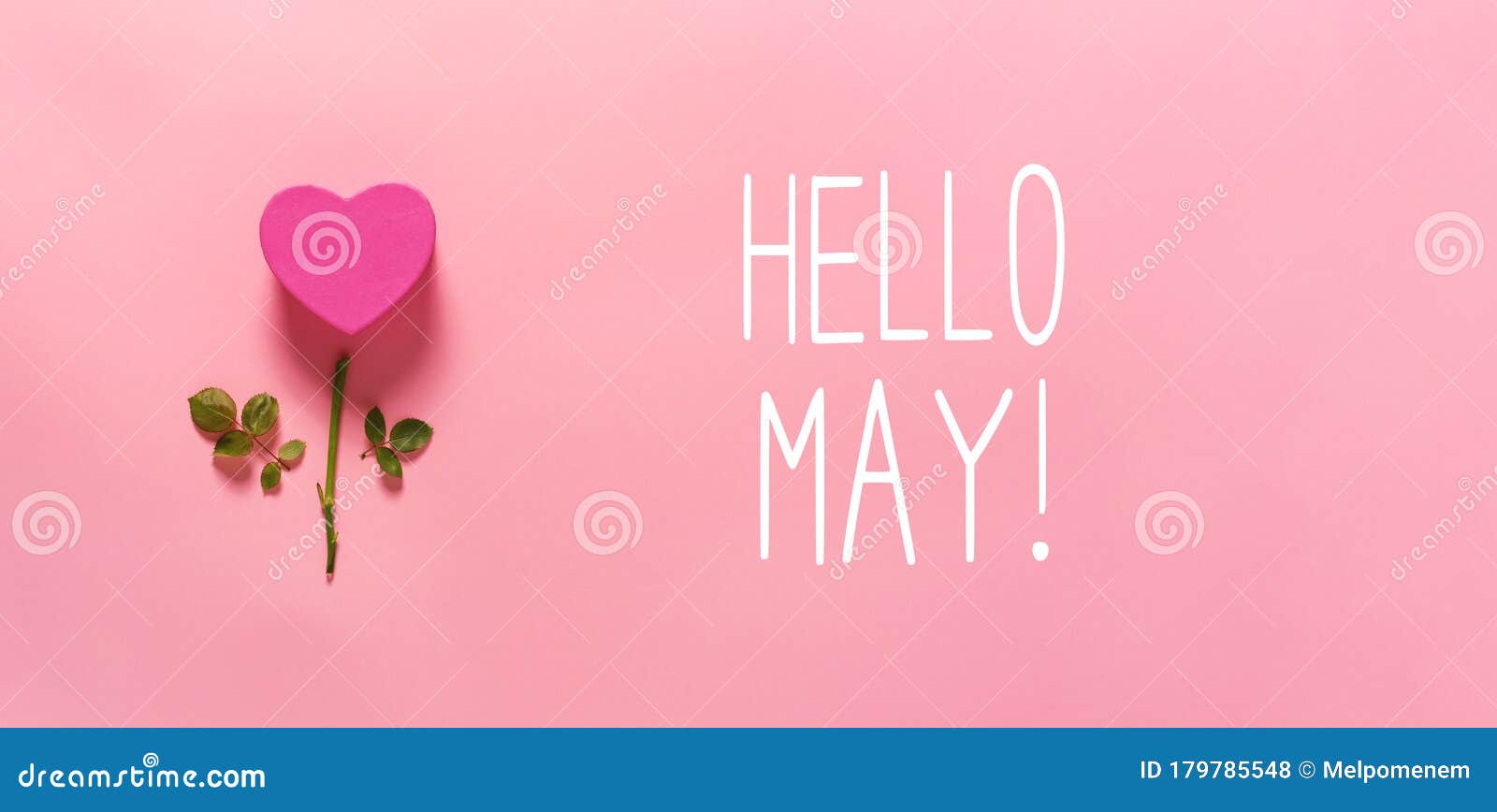 Hello May Message with Heart Flower Stock Photo - Image of hello ...