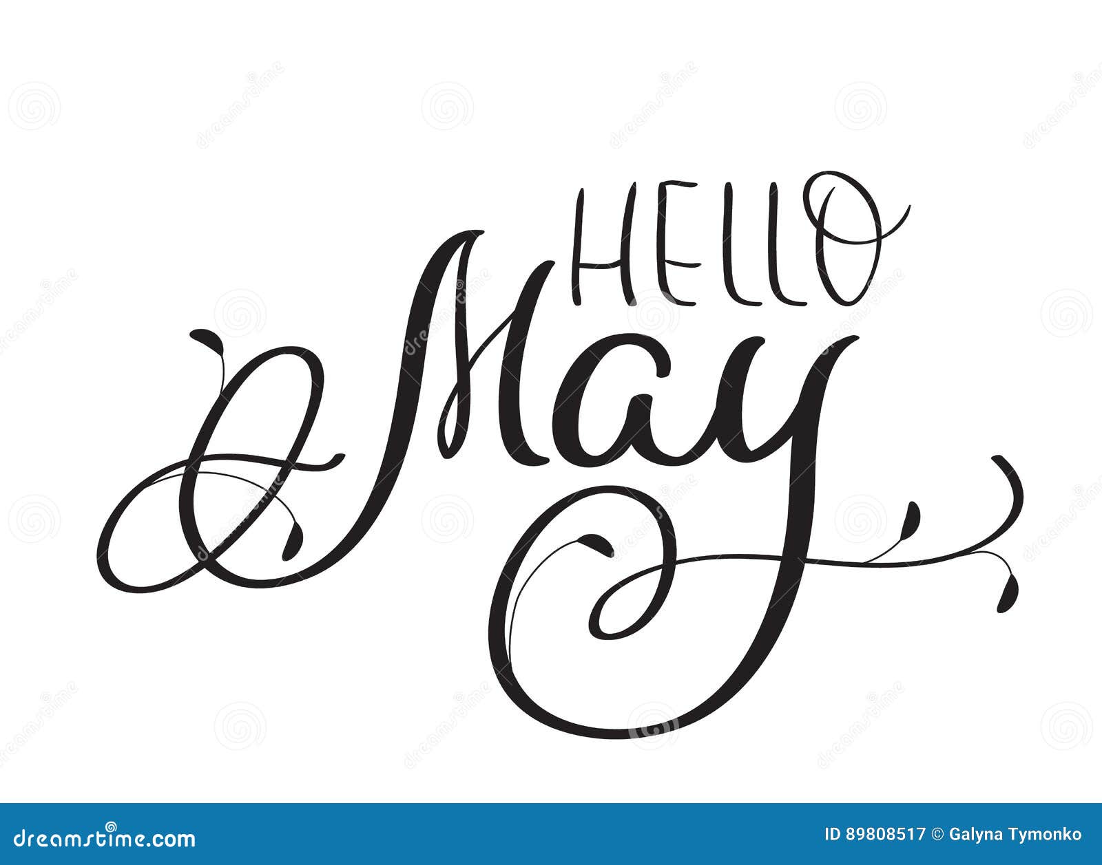 Hello May Text on White Background. Hand Drawn Vintage Calligraphy ...