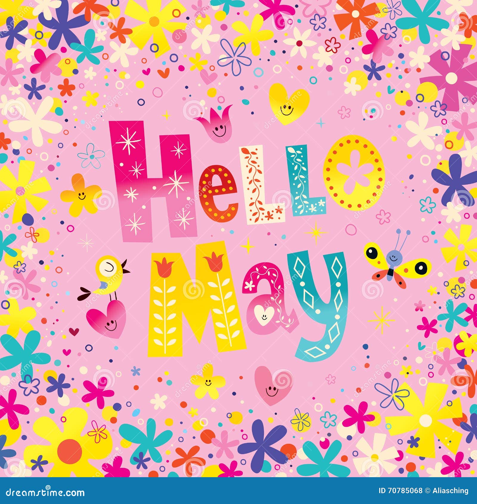 Hello May stock vector. Illustration of pink, love, graphic - 70785068
