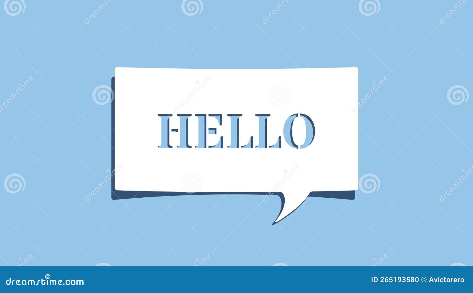 Hello Message on Cutout White Paper Speech Bubble on Blue Background ...