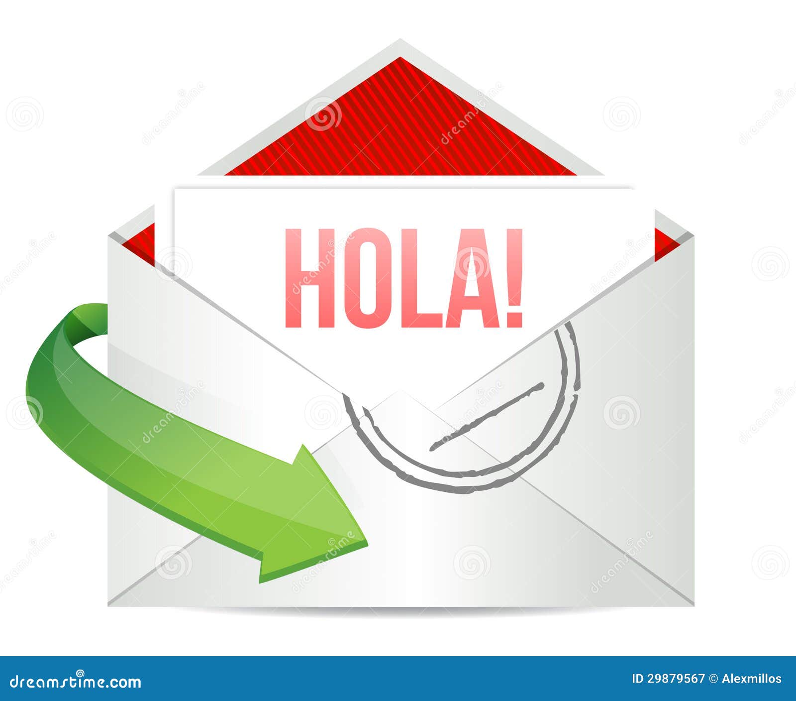 Hello Message on an Envelope Written in Spanish Stock Illustration ...