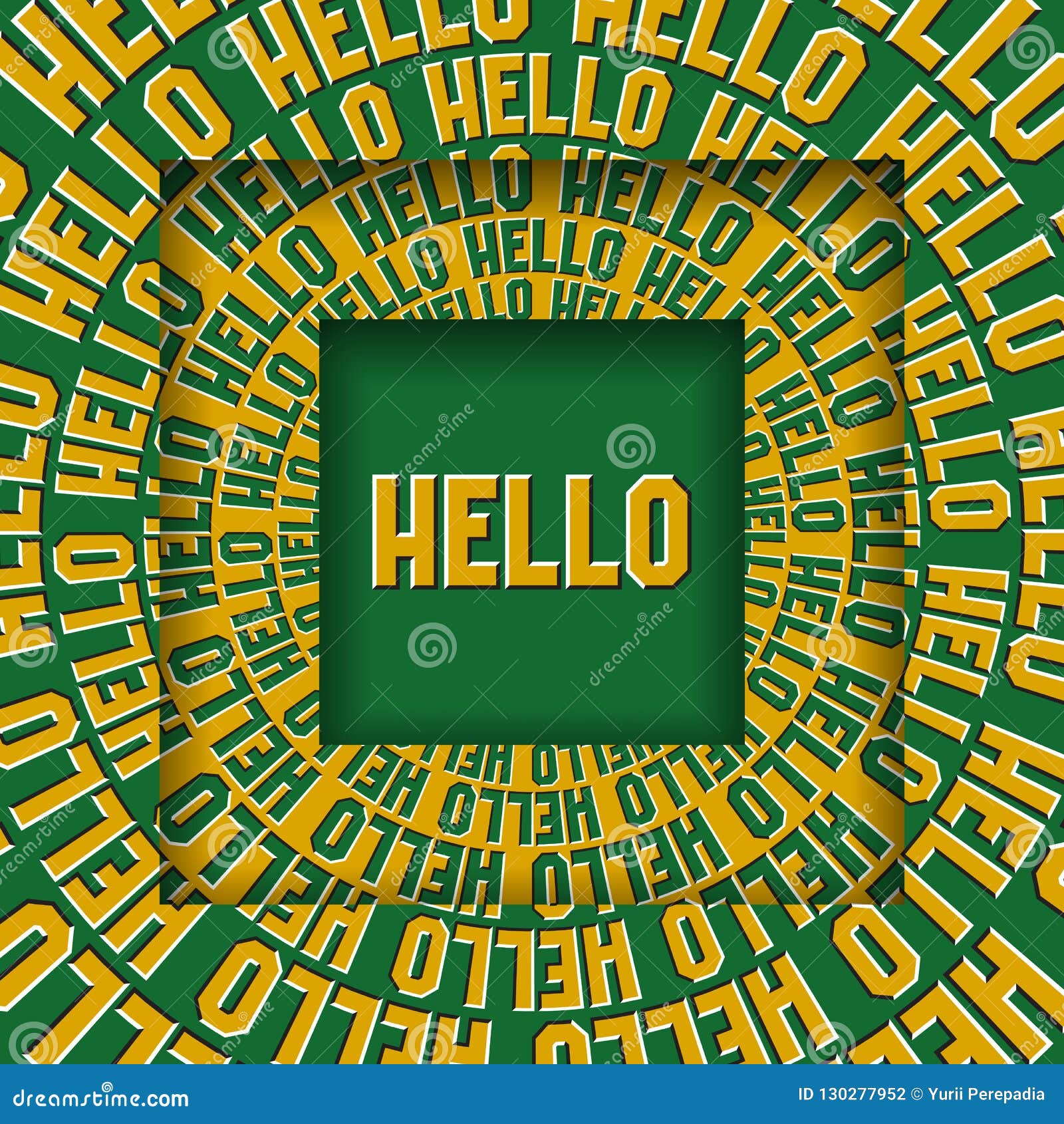 Hello Message in Square Frames with a Moving Circular Yellow Green ...