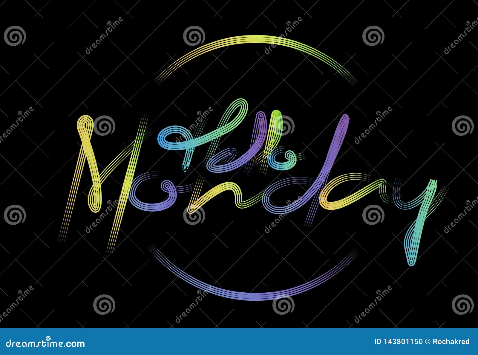 Hello Monday Calligraphic Modern Font Style Text Stock Vector ...