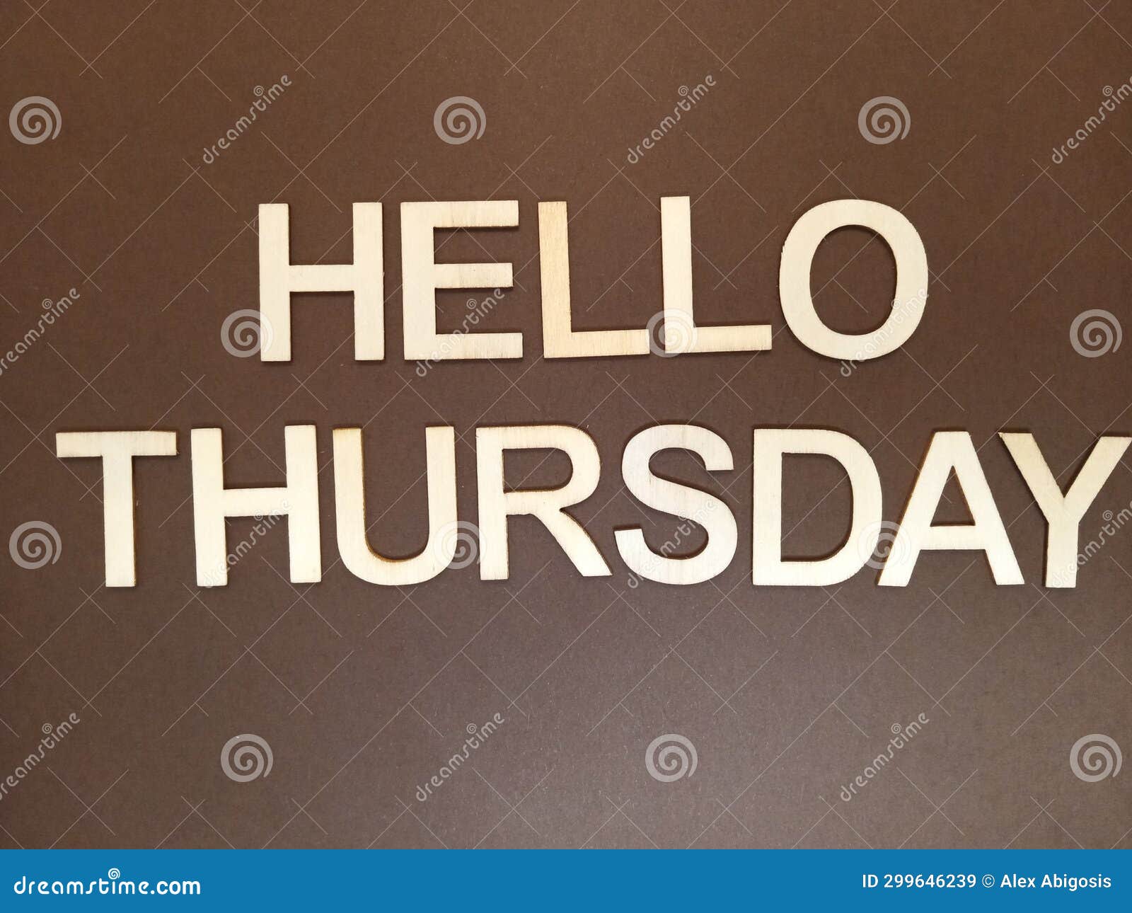 Hello Thursday Message on a Brown Background Stock Image - Image of ...