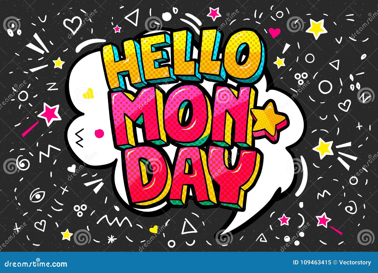 Hello Monday Message in Pop Art Comic Style. Stock Vector ...