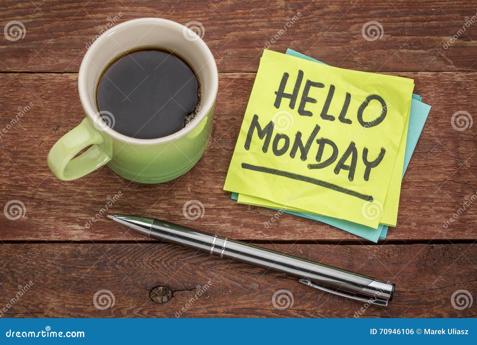 Hello Monday on Sticky Note Stock Photo - Image of work, start: 70946106