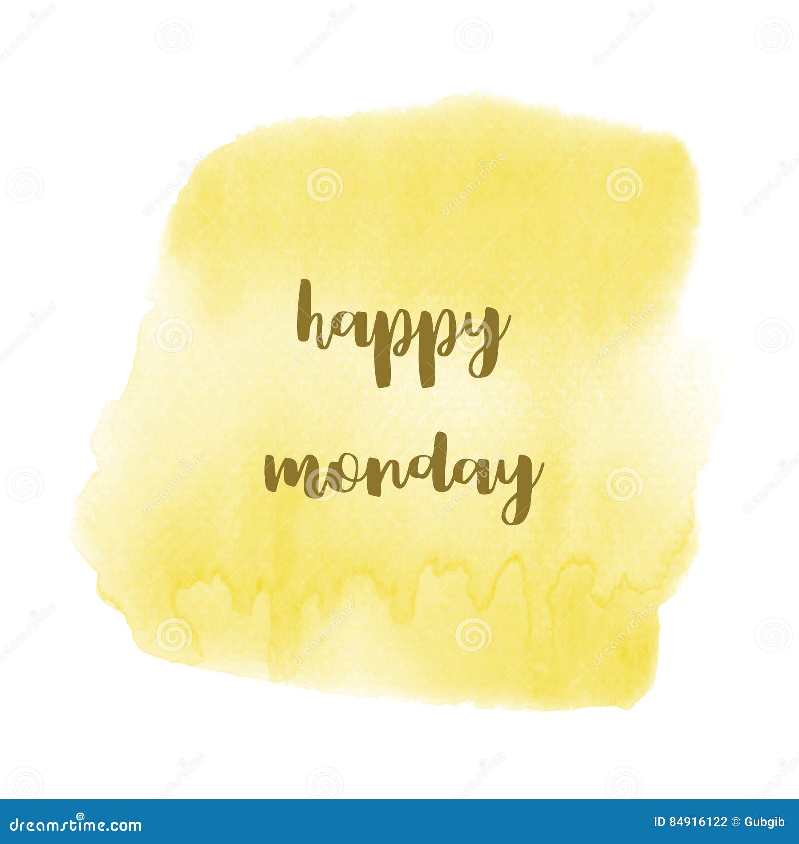 Hello Monday Text on Yellow Watercolor Background Stock Illustration ...