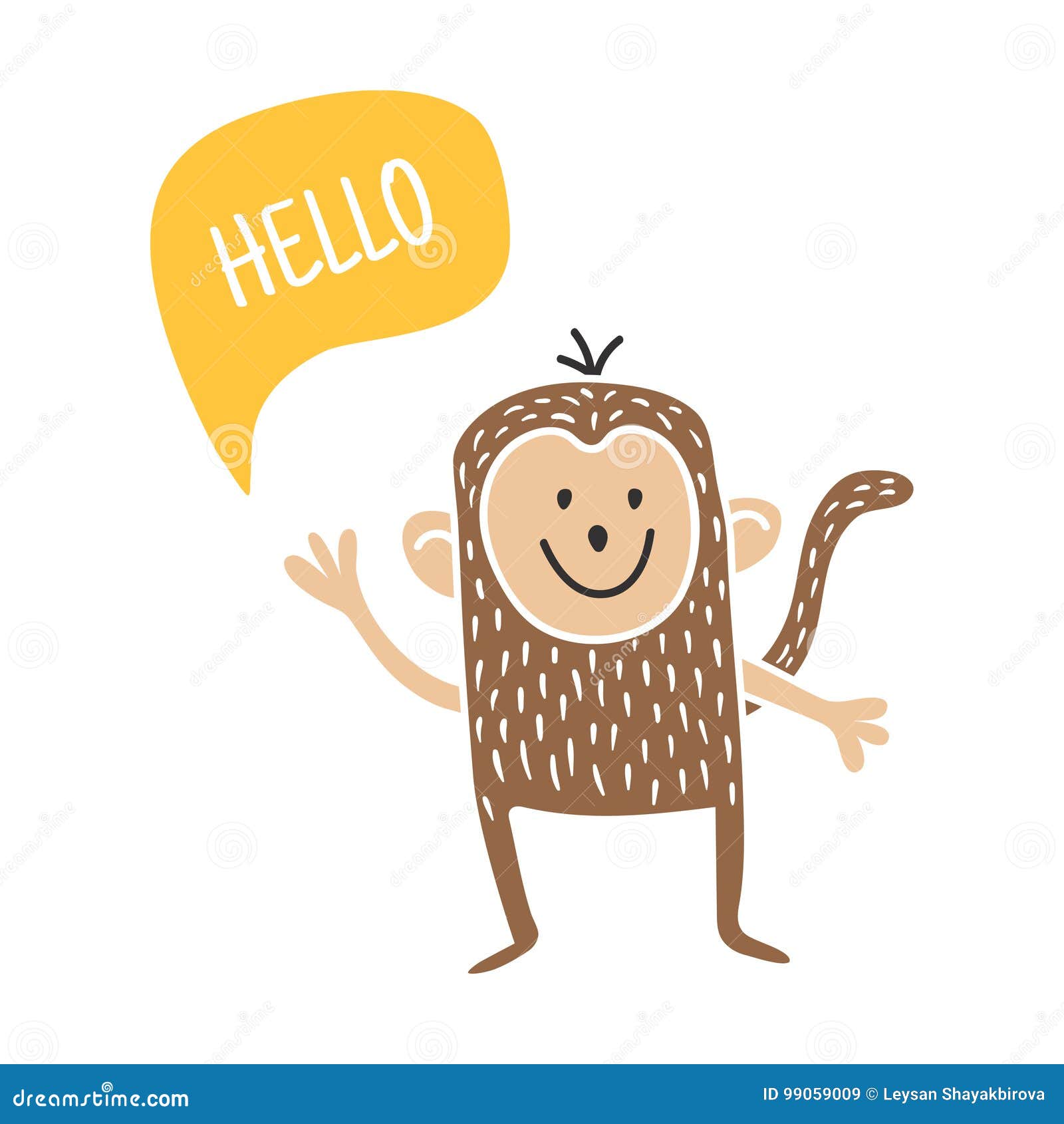 Hello monkey stock vector. Illustration of child, card - 99059009