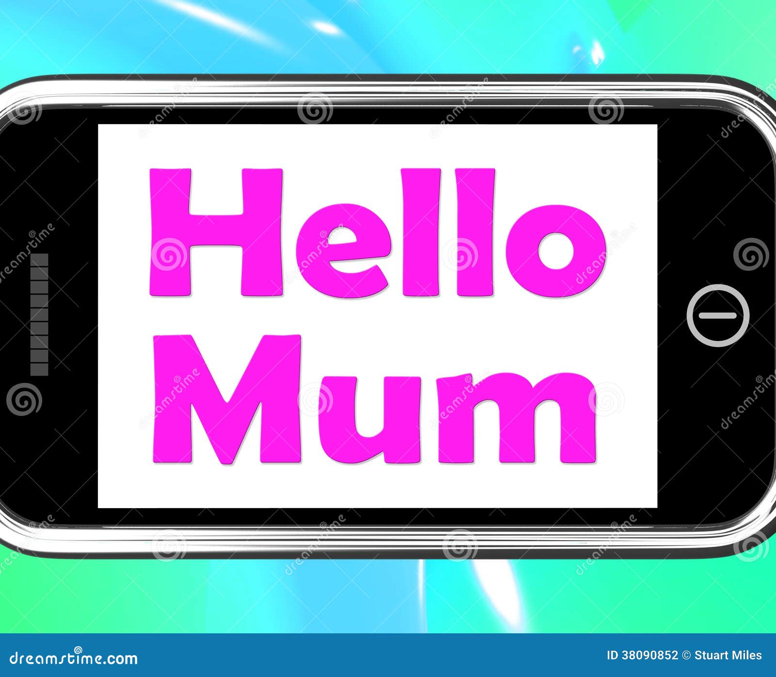 Hello Mum On Phone Shows Message And Best Wishes Stock Photography ...