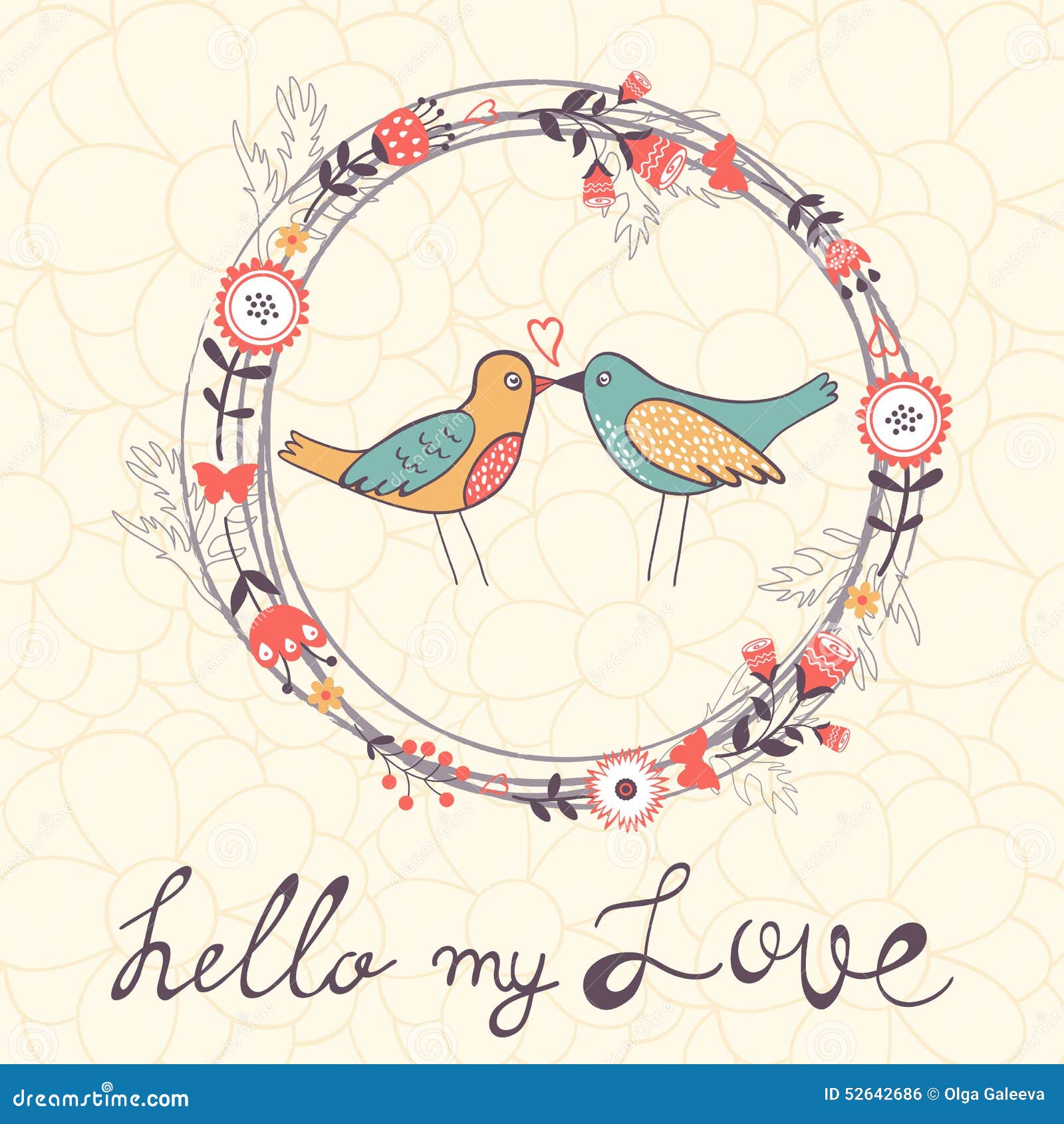 Hello my love card stock vector. Illustration of background - 52642686