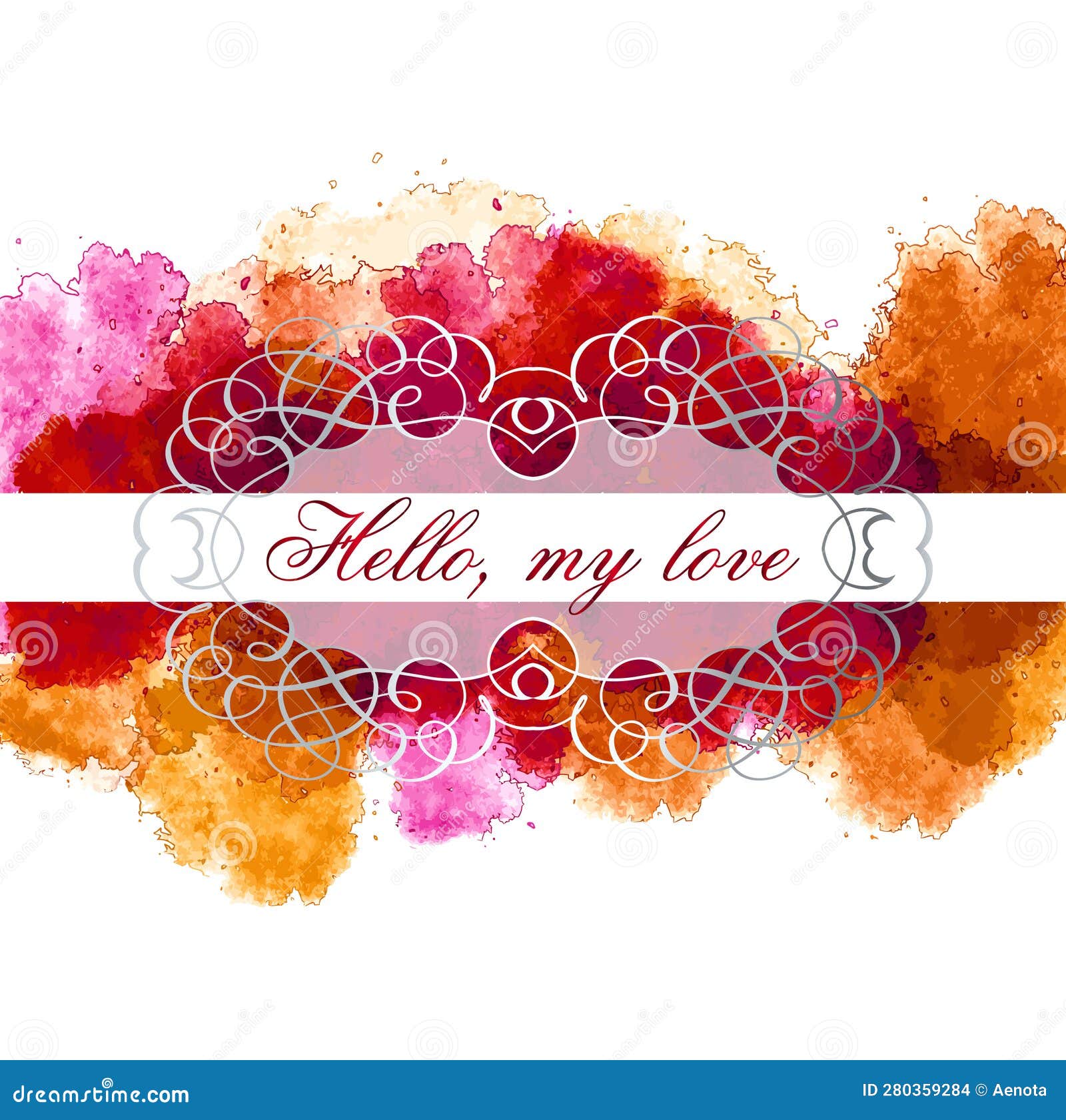 Hello, My Love - Vector Bright Watercolor Template Stock Vector ...