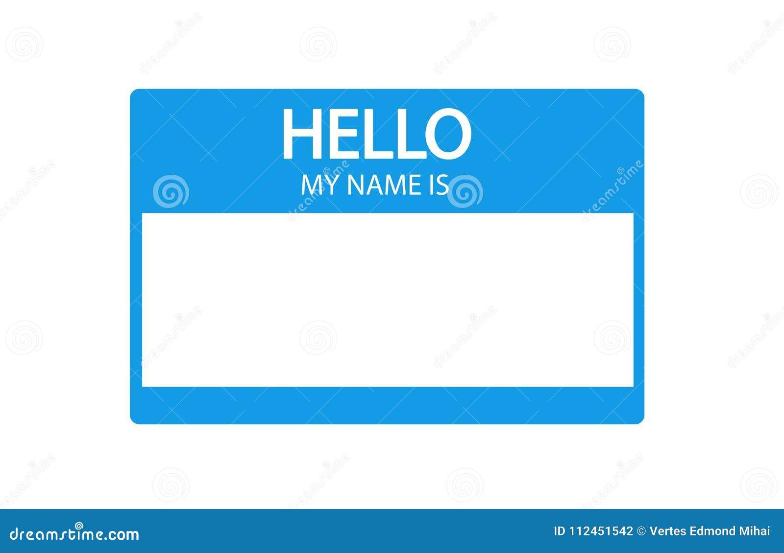 Hello, My Name is Introduction Blue Flat Label Stock Vector ...