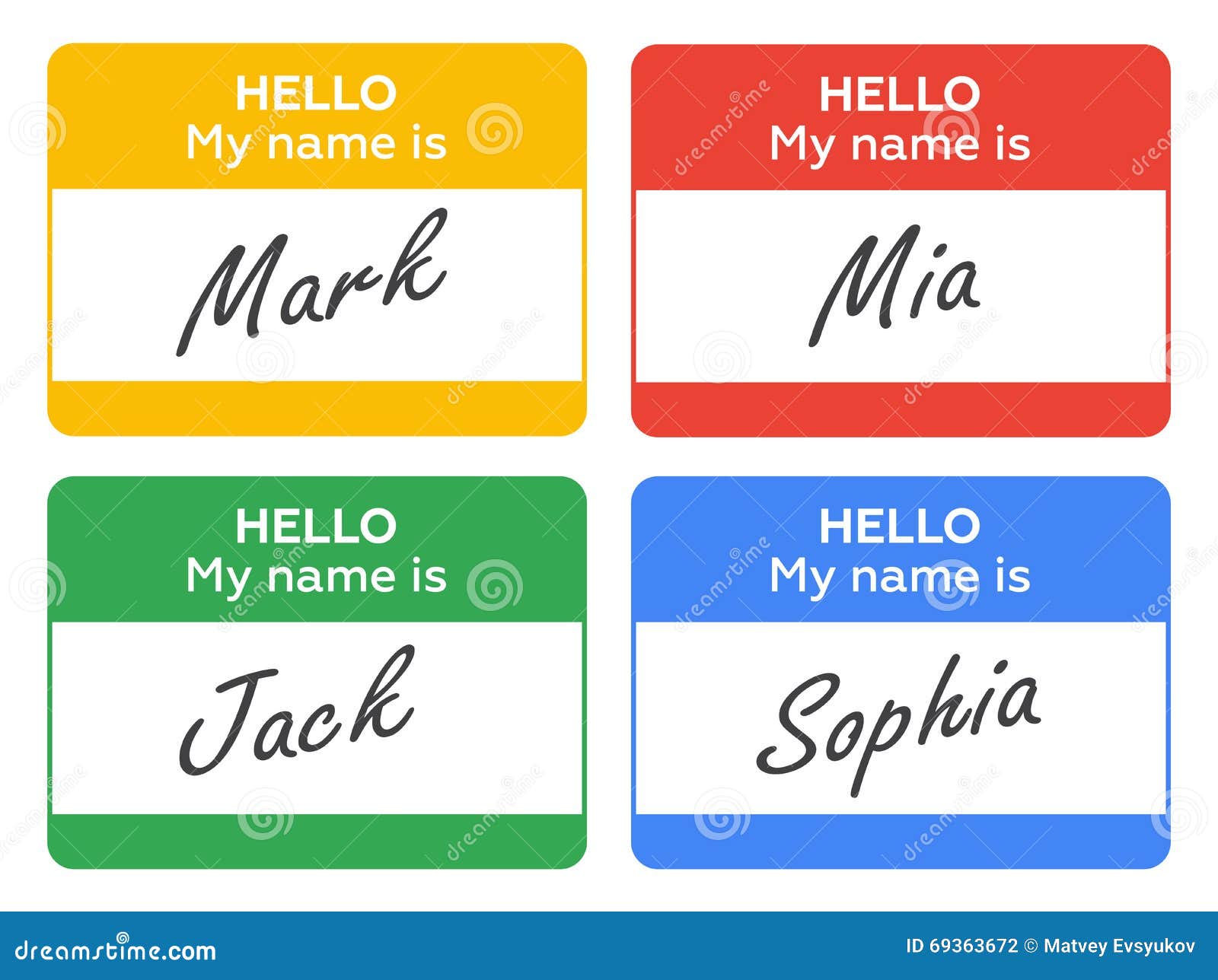 Hello My Name is... Introduction Cards, Labels and Badges Set. Stock ...