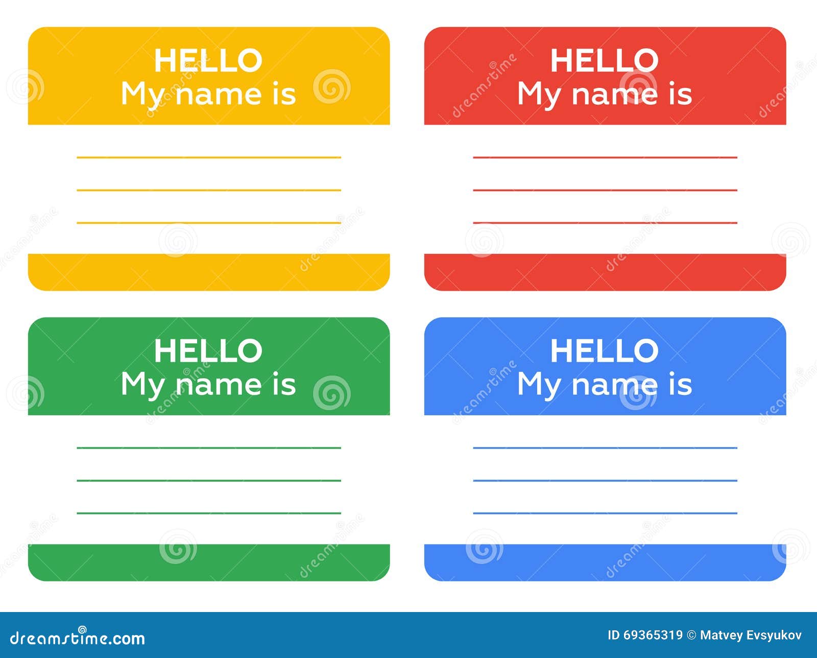 Hello My Name is Sign with Blank White Copyspace Stock Illustration ...