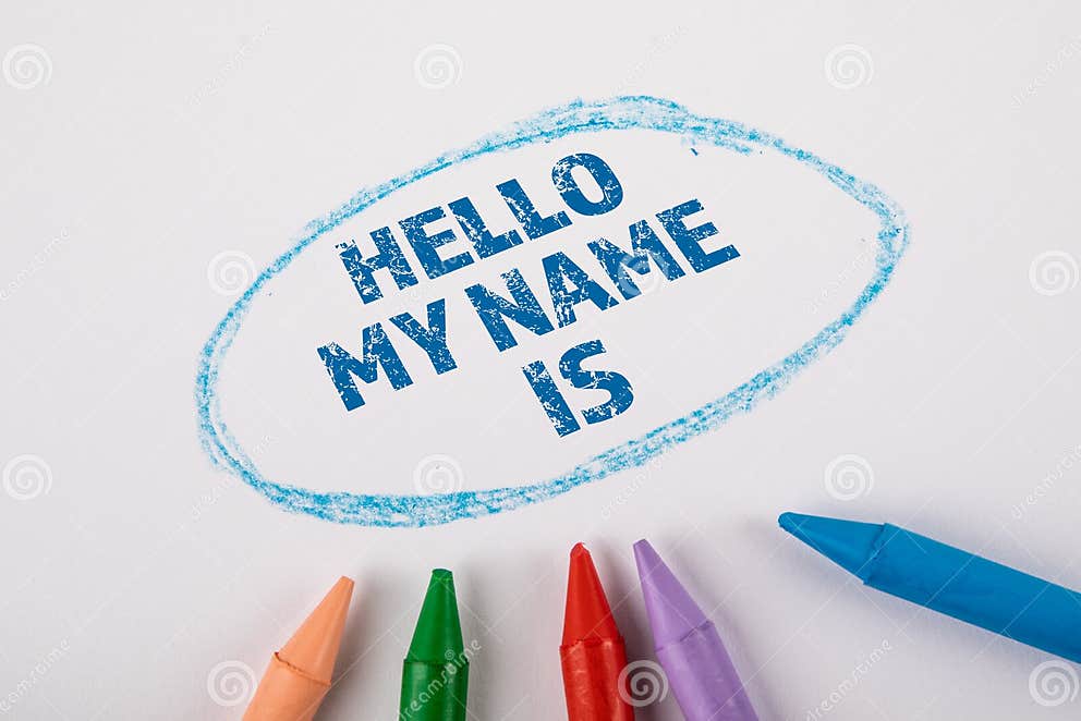 HELLO MY NAME is. Text on a White Page Stock Photo - Image of media ...