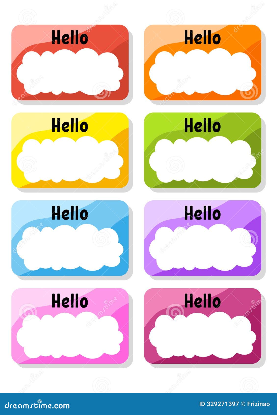 Hello Name Badge. Bright Stickers. Rectangular Label Stock Vector ...