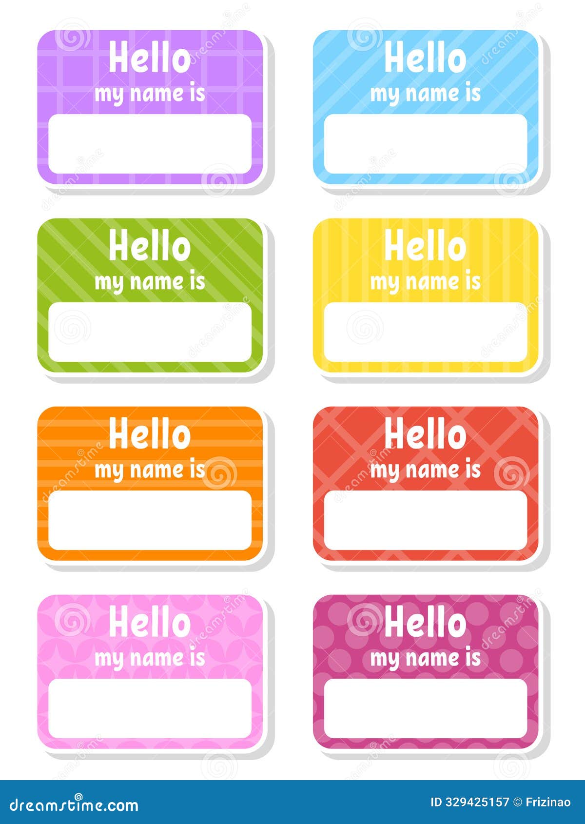 Hello Name Badge. Bright Stickers. Rectangular Label Stock Vector ...
