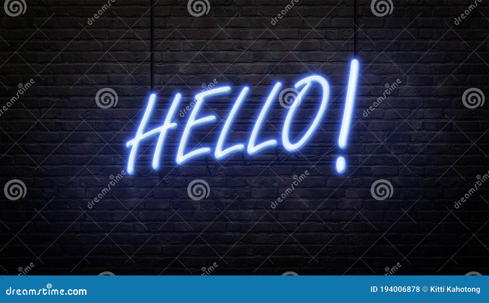 Hello Neon Sign Emblem in Neon Style on Brick Wall Background Stock ...