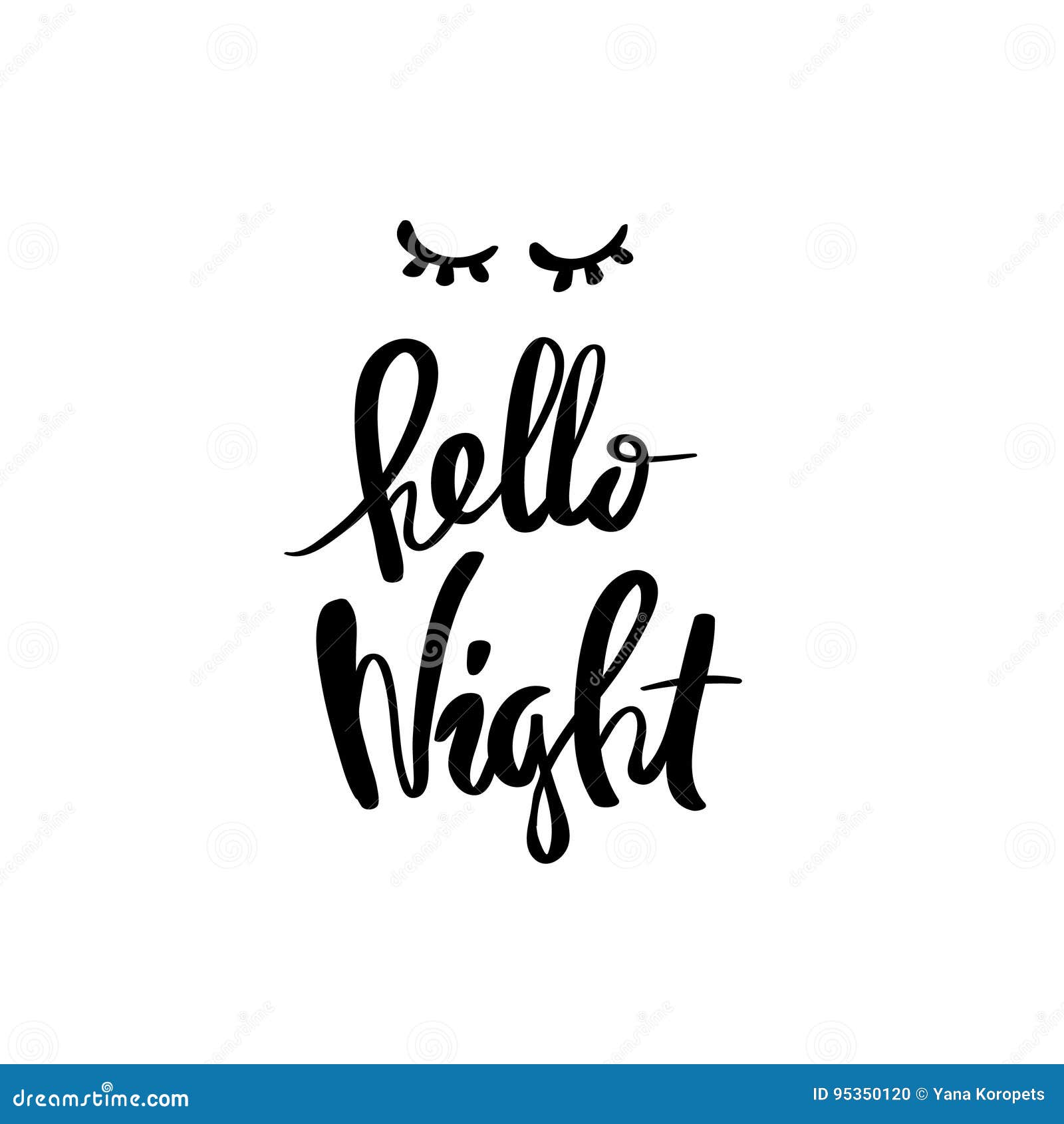 Hello night calligraphy stock illustration. Illustration of forest ...