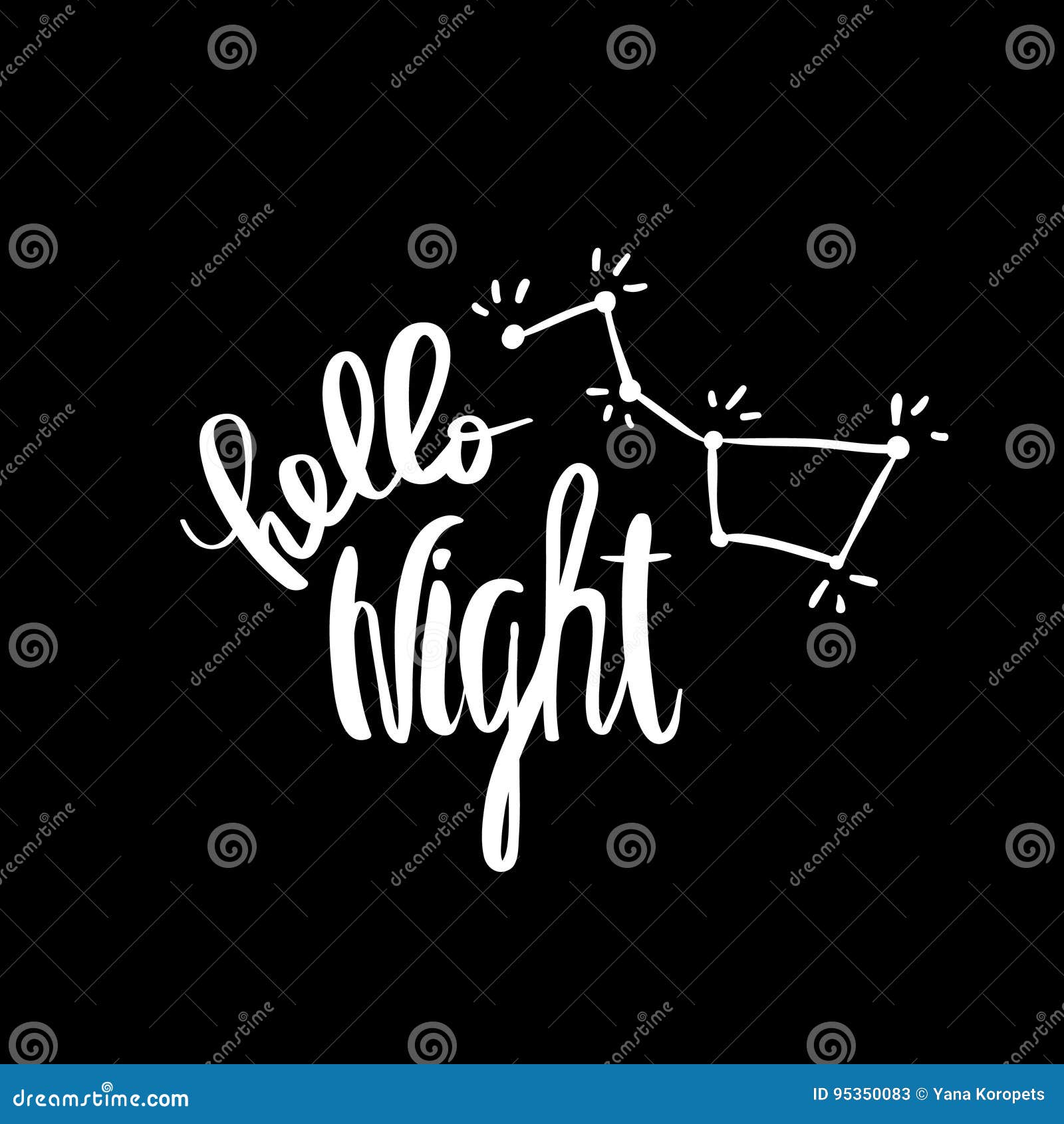 Hello Night Constellation Calligraphy Stock Illustration - Illustration ...